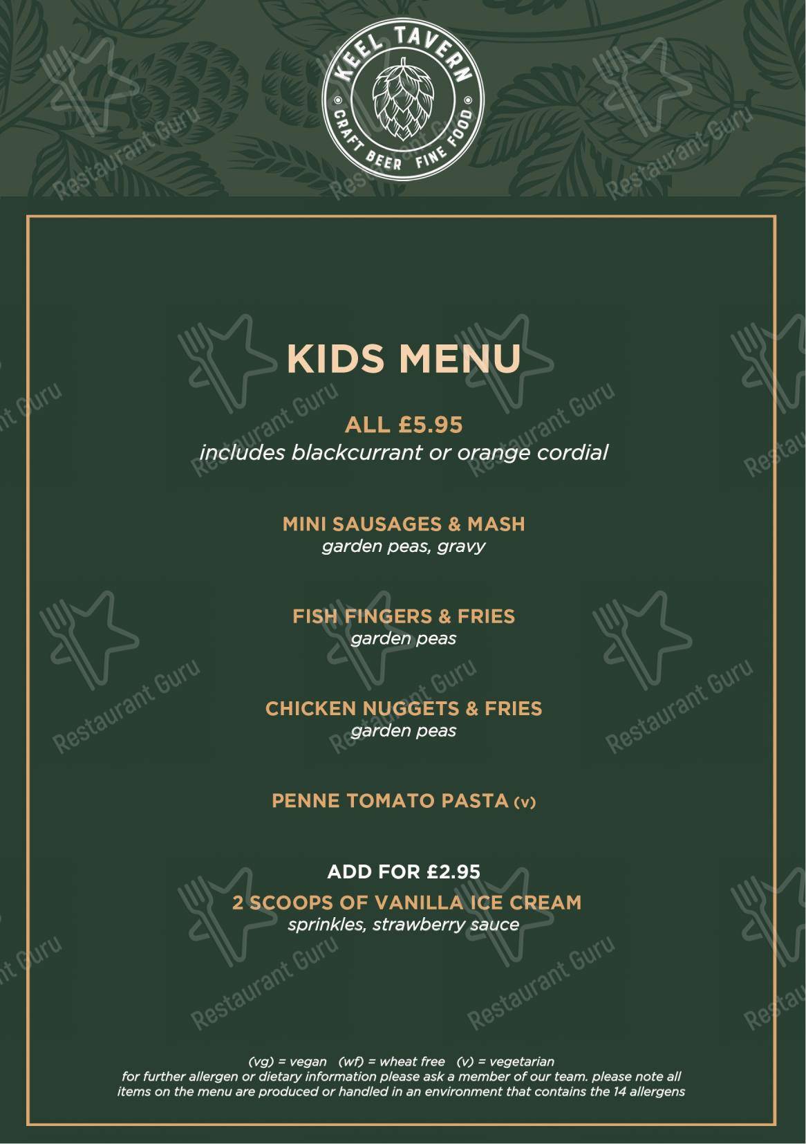 Menu at The Keel Tavern pub & bar, Sunderland