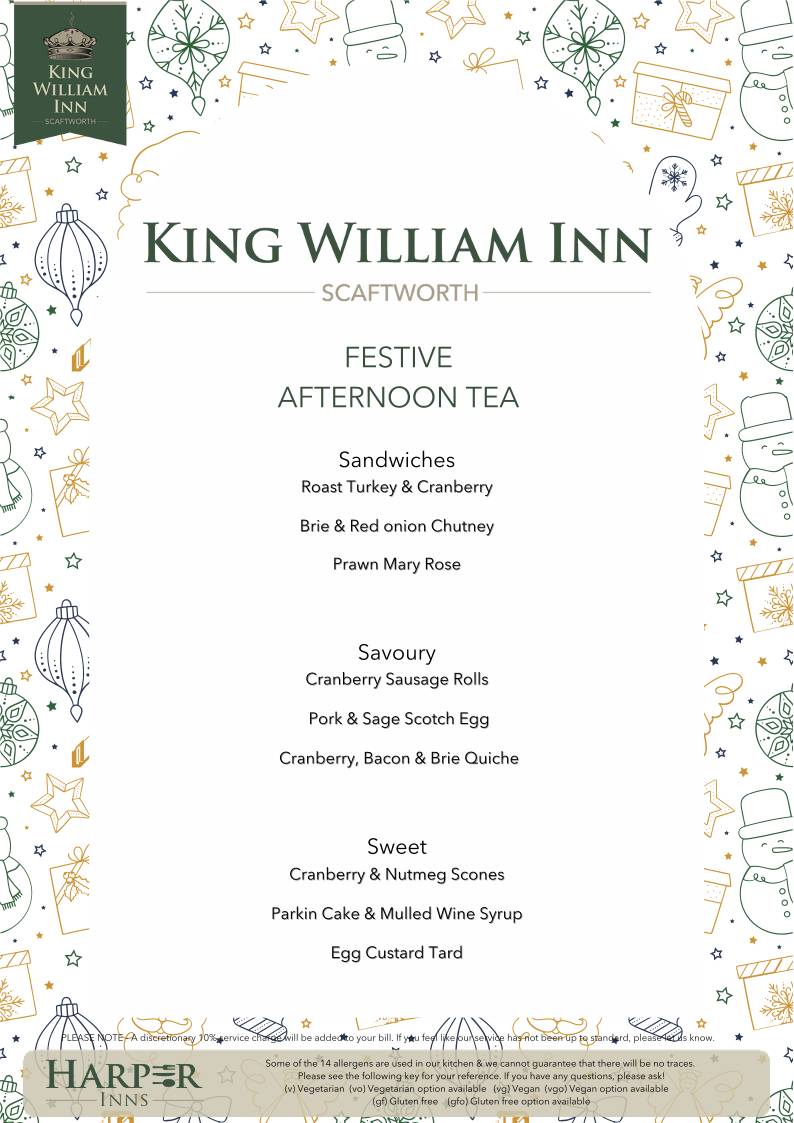 Menu at The King William Inn pub & bar, Doncaster, Main Street