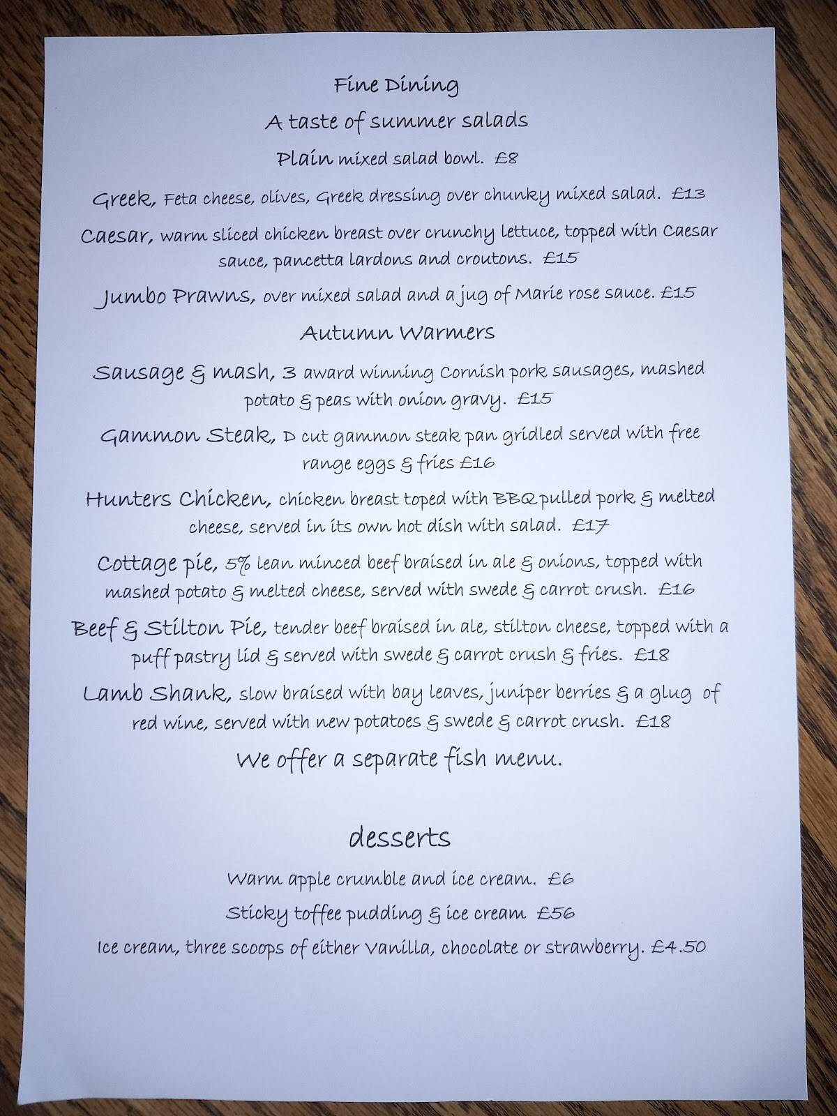 Menu at The London Inn pub & bar, Yelverton