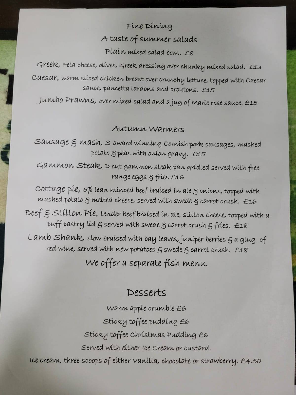 Menu at The London Inn pub & bar, Yelverton