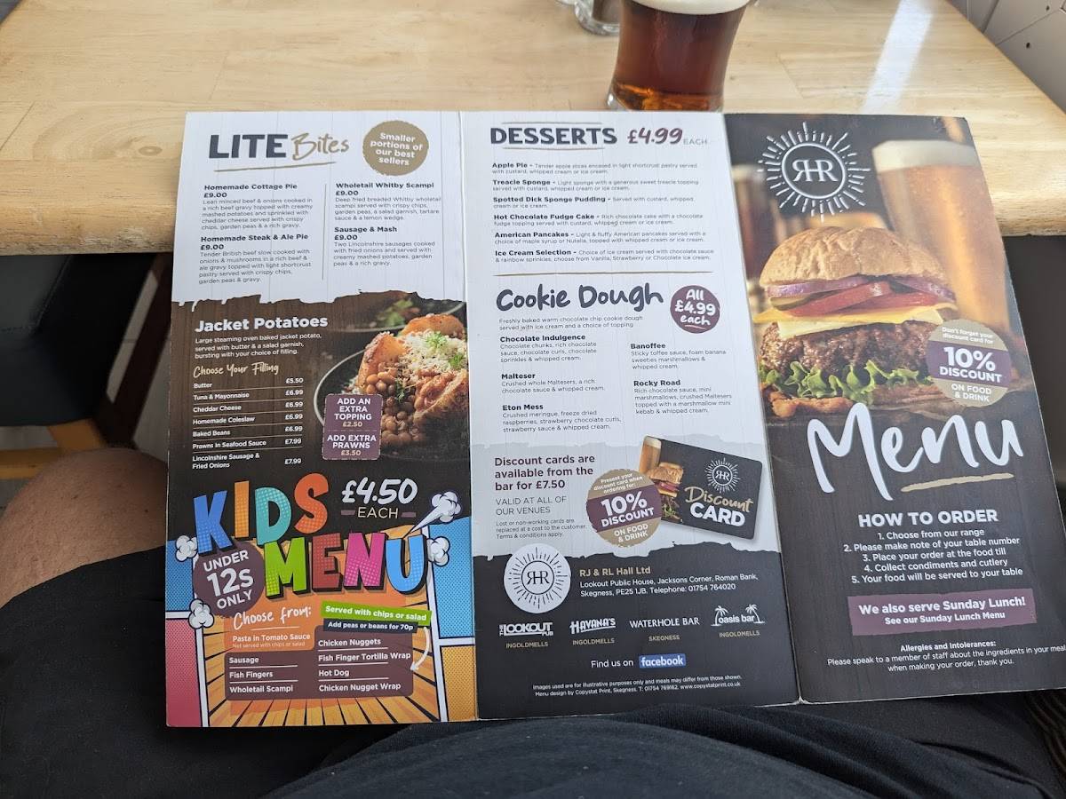 Menu at The Lookout Public House, Skegness, Jackson's Cornor