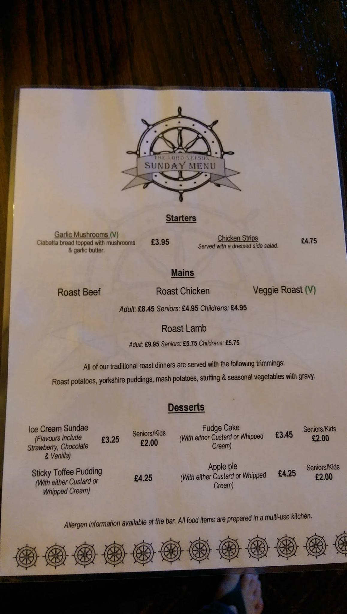 Menu at The Lord Nelson Pub & Kitchen, Exeter