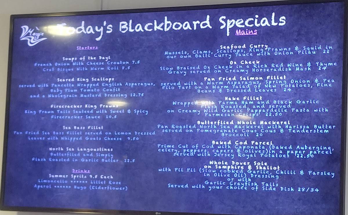 Menu at The Magpie Café restaurant, Whitby
