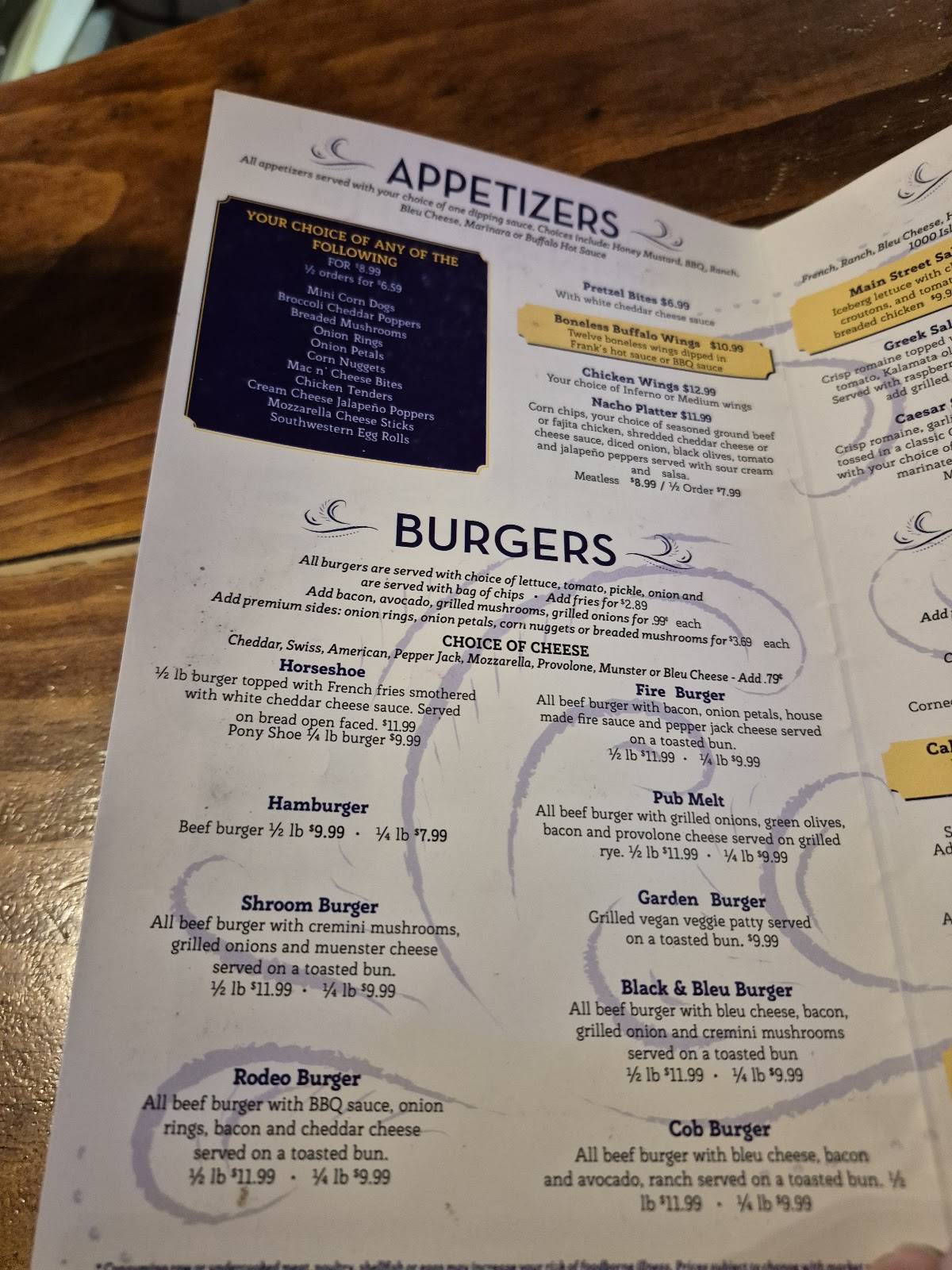 Menu at The Main Street Pub, Monticello