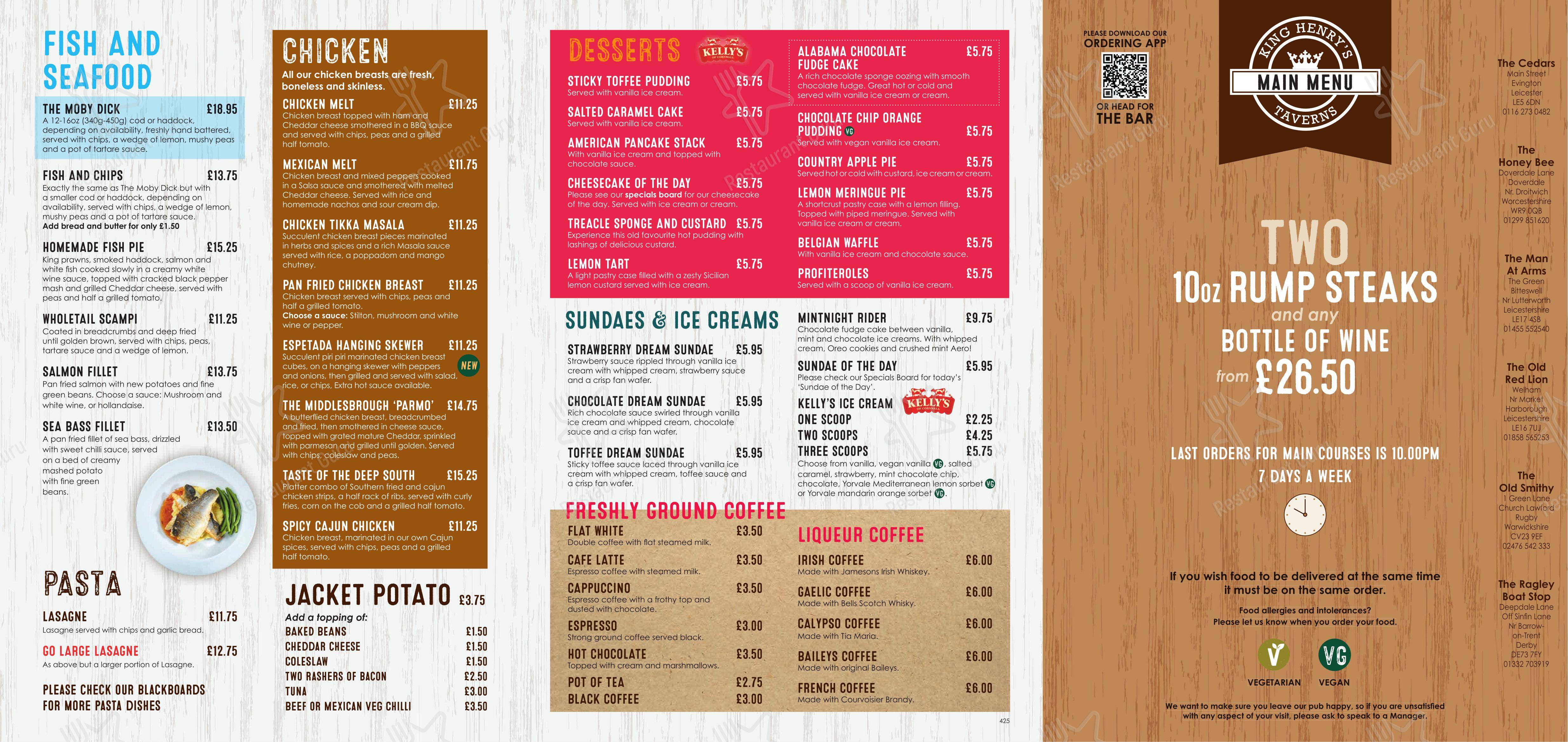 Menu at The Man At Arms pub & bar, Lutterworth