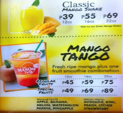 Menu at Mango Ong desserts, Quezon City, The Annex