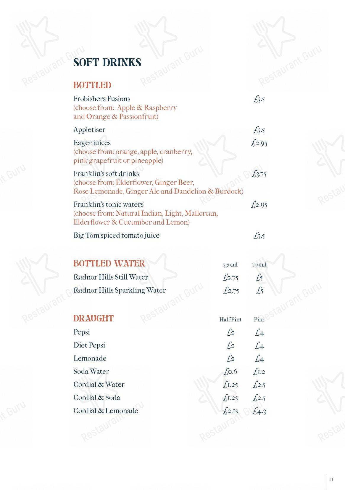 Menu at The Manor restaurant, Greasby