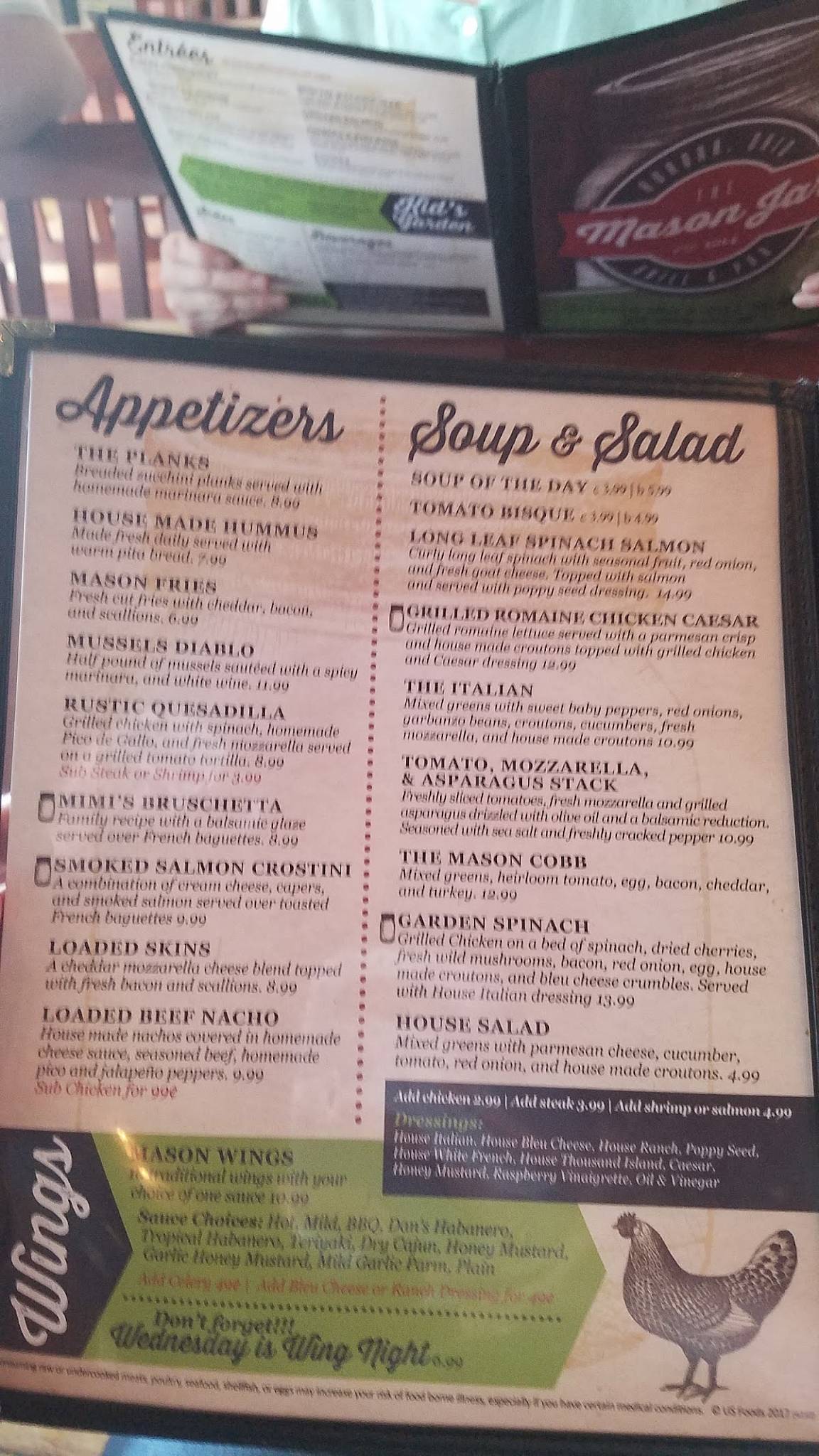 Menu at The Mason Jar Grill and Pub, Aurora
