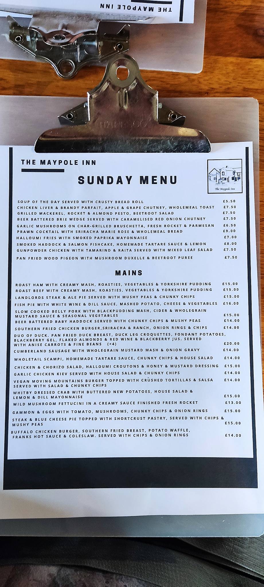 Menu at The Maypole Inn pub & bar, Halifax