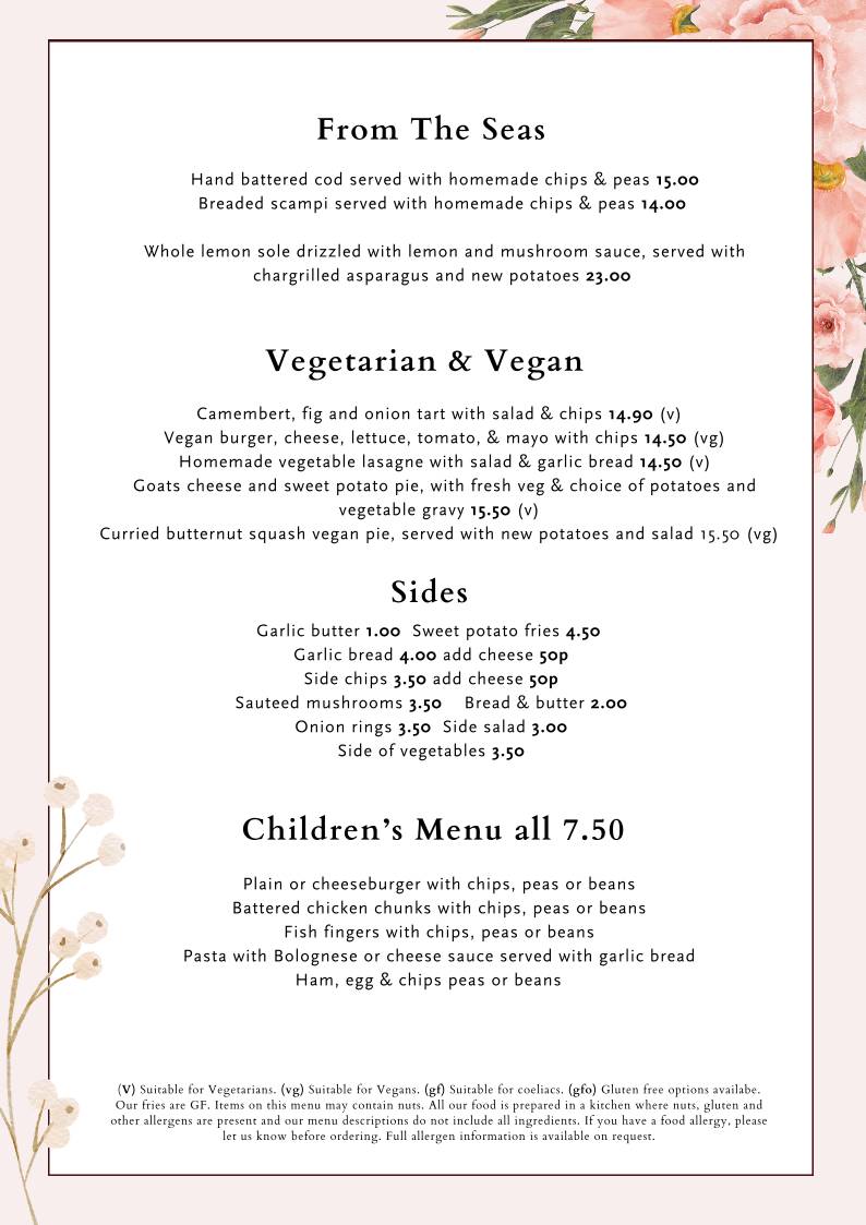 Menu at The Maypole Inn pub & bar, Taunton, Thurloxton