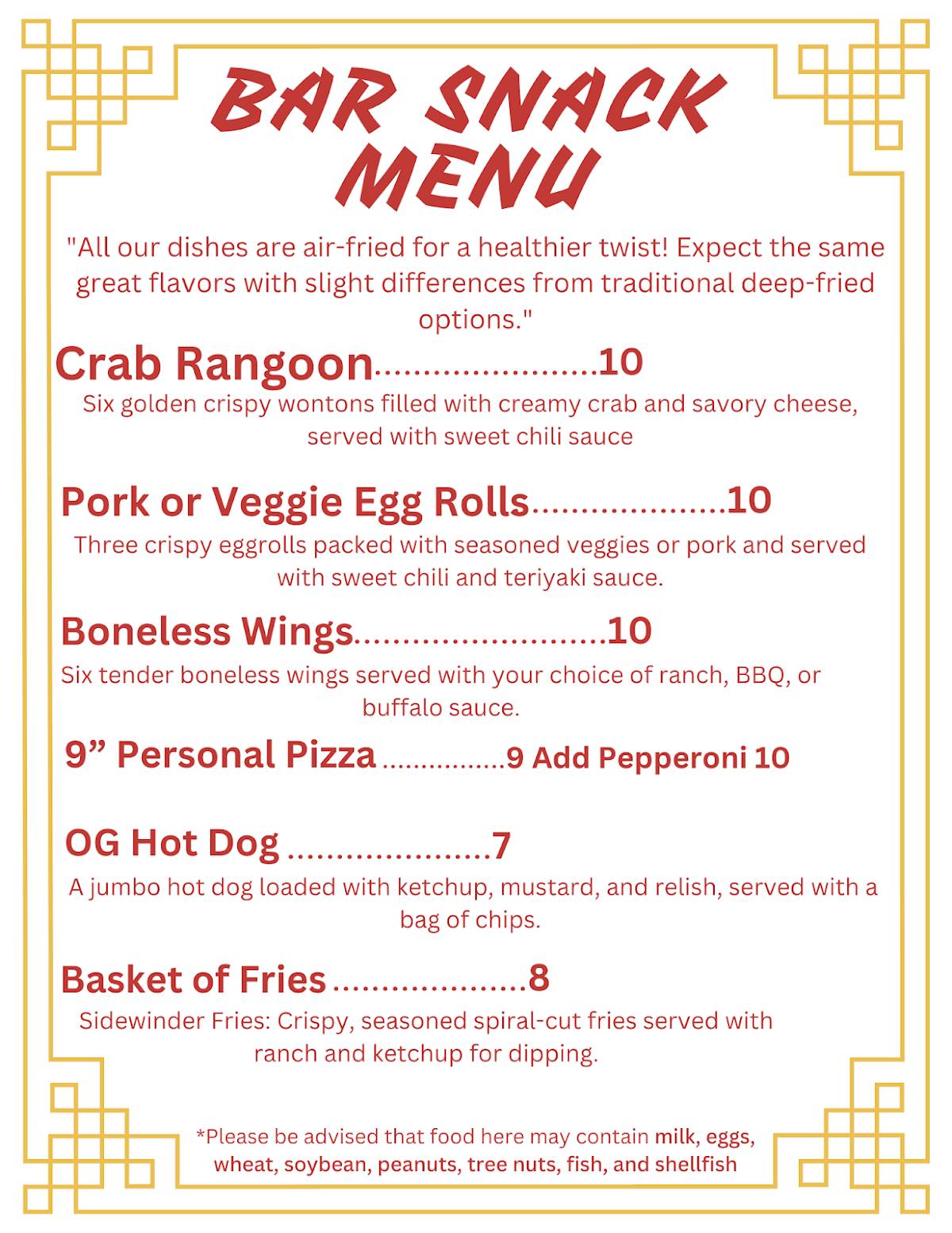 Menu at The Monkey's Paw pub & bar, Springfield
