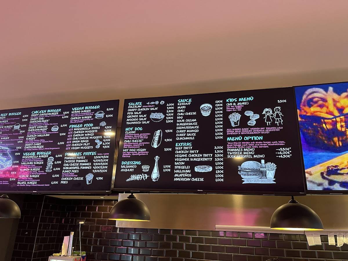 Menu at The Mood Burger restaurant, Berlin