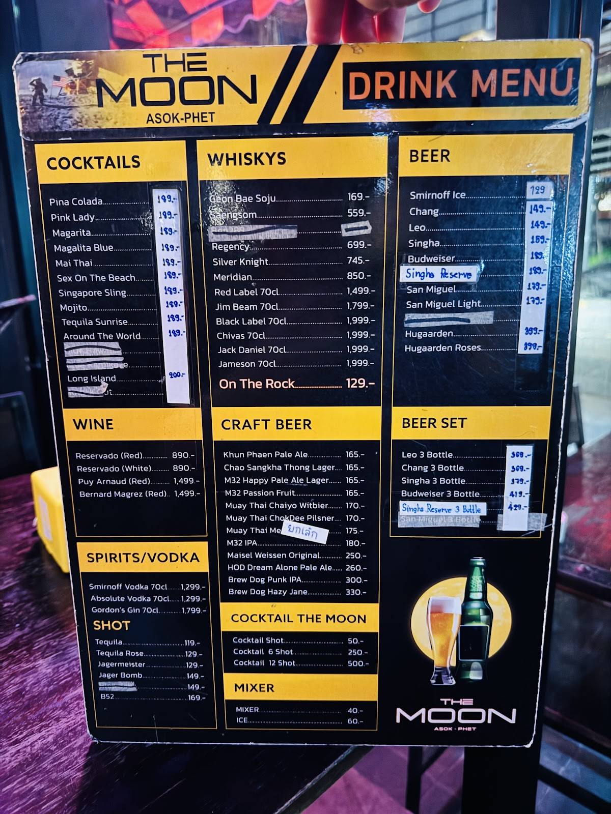 Menu at The Moon Asok-Phetburi pub & bar, Bangkok