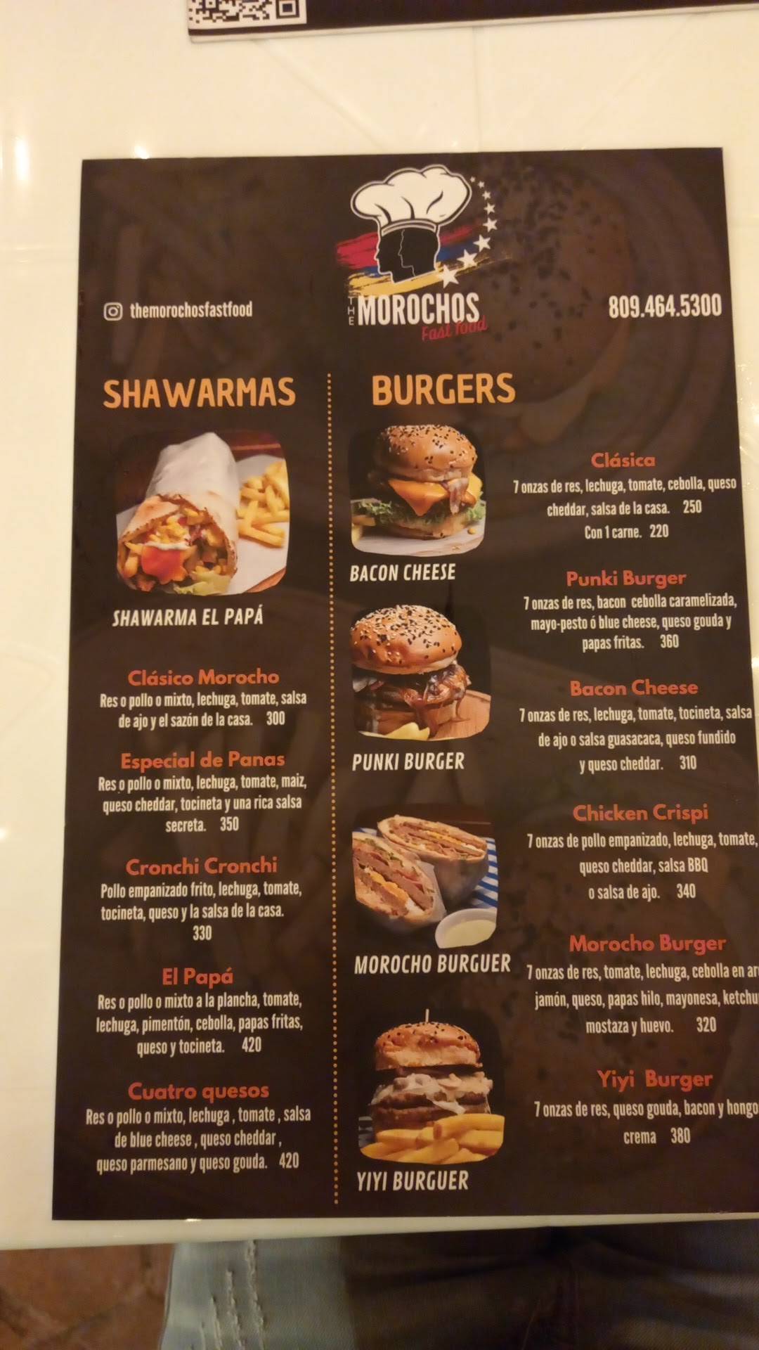Menu at The Morochos Fast Food, Santo Domingo