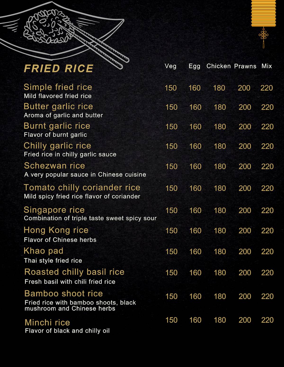 Menu at The Nanking, Mysuru