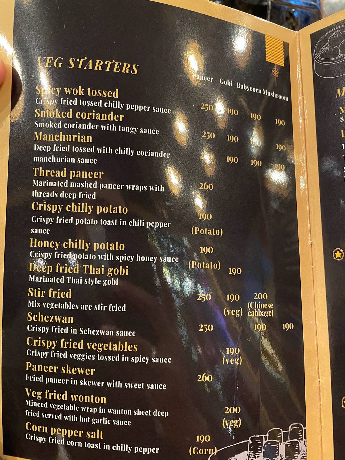 Menu at The Nanking, Mysuru