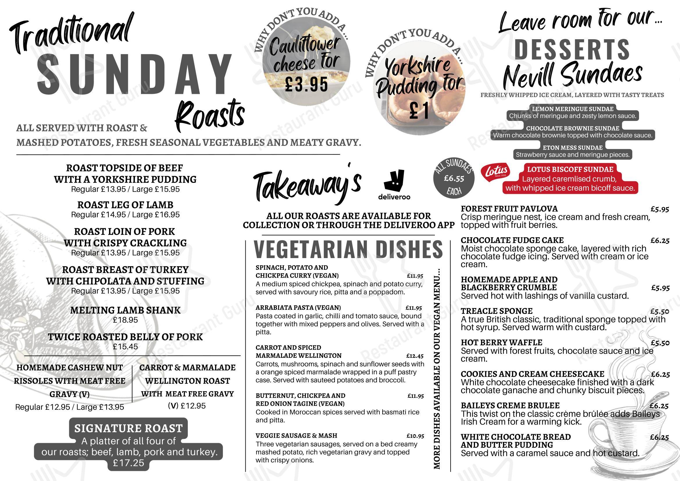 Menu at The Nevill Arms pub & bar, Redditch