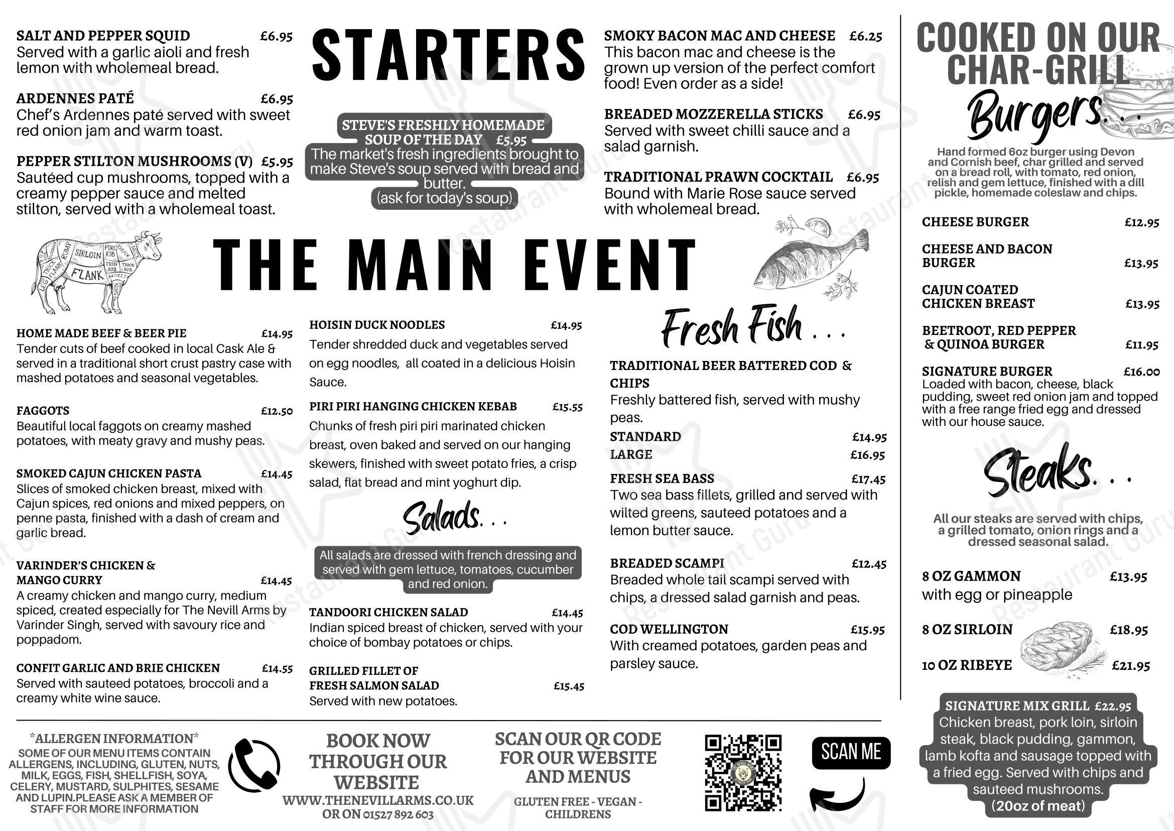 Menu at The Nevill Arms pub & bar, Redditch