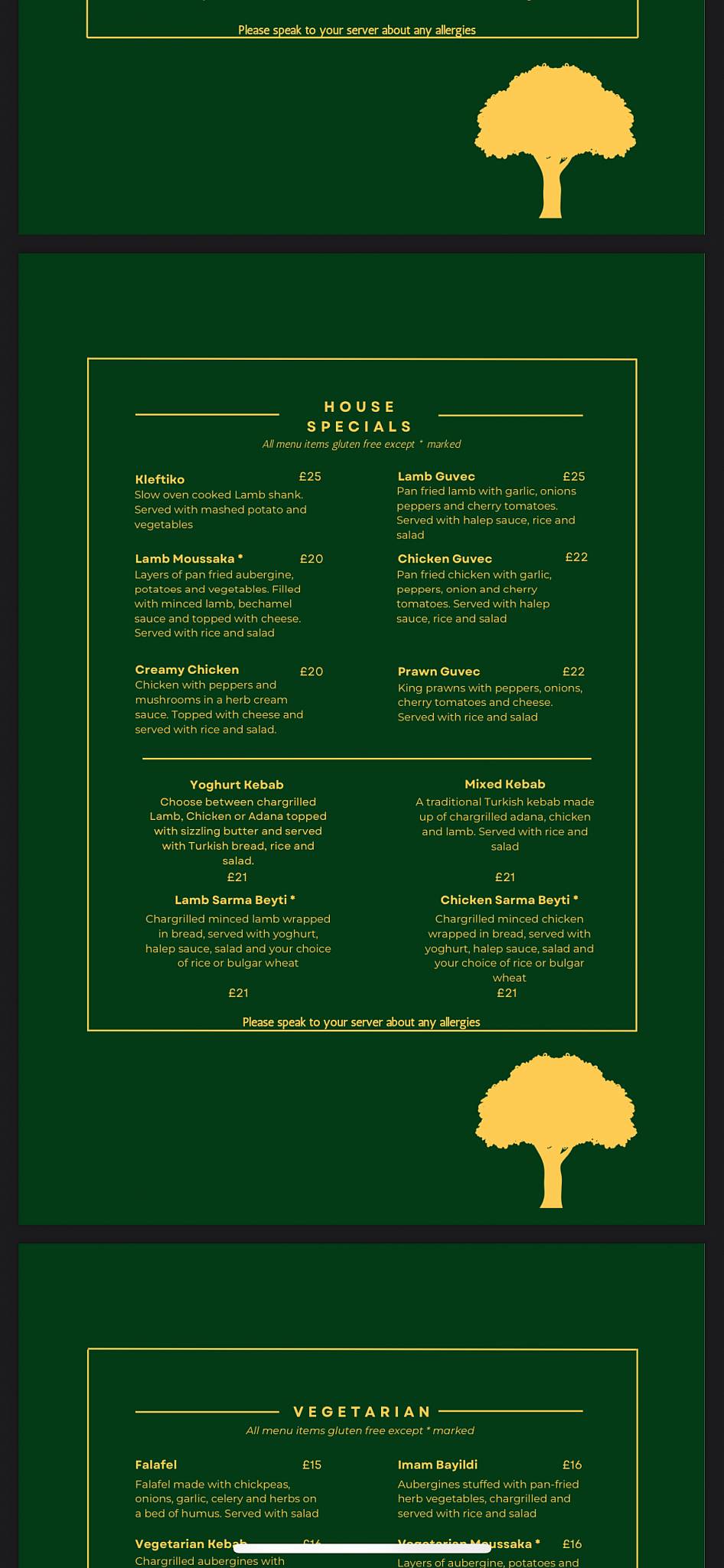 Menu at The Oak Tree Inn - Meze & Grill pub & bar, Middleton Saint ...