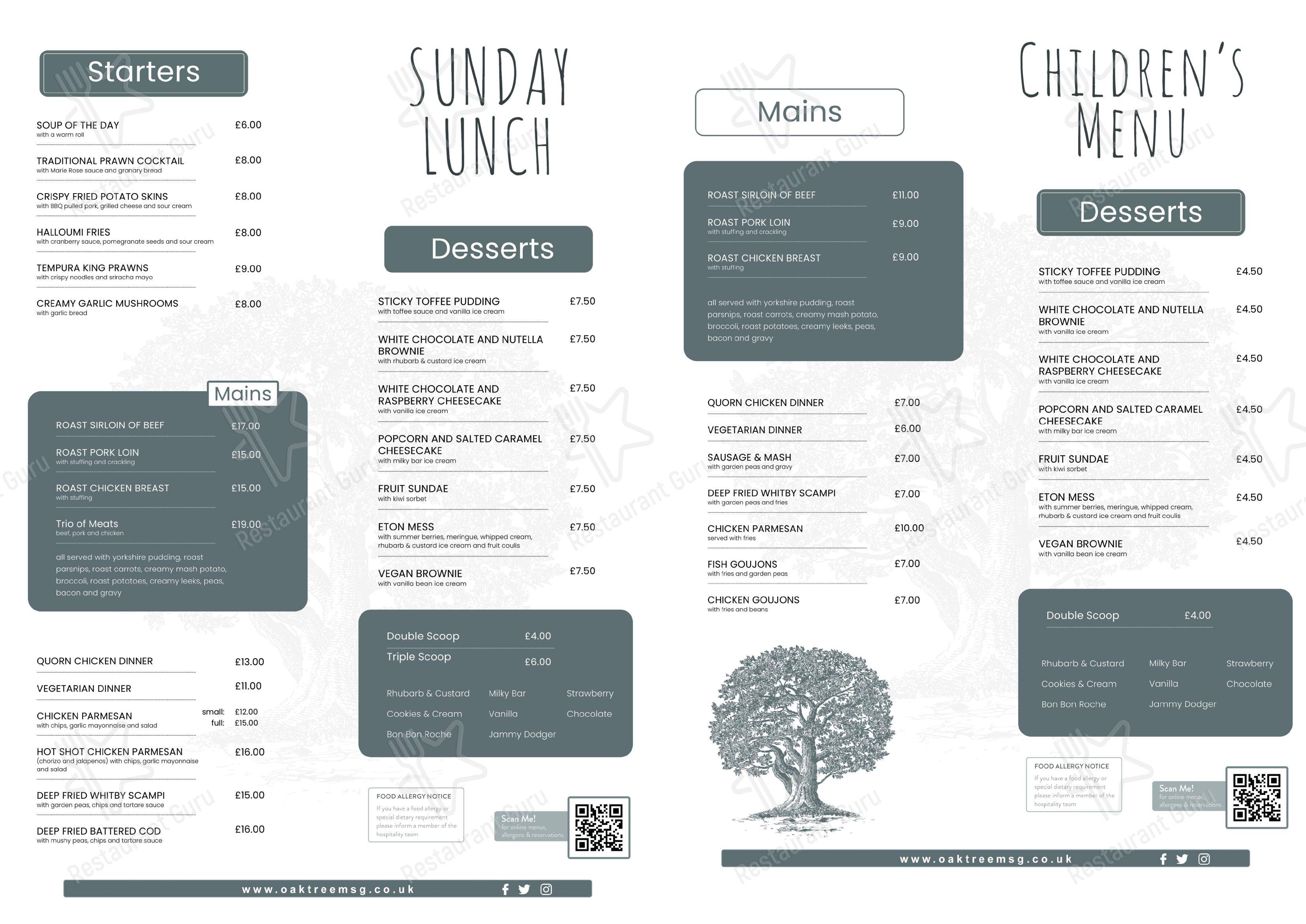 Menu at The Oak Tree Inn - Meze & Grill pub & bar, Middleton Saint ...