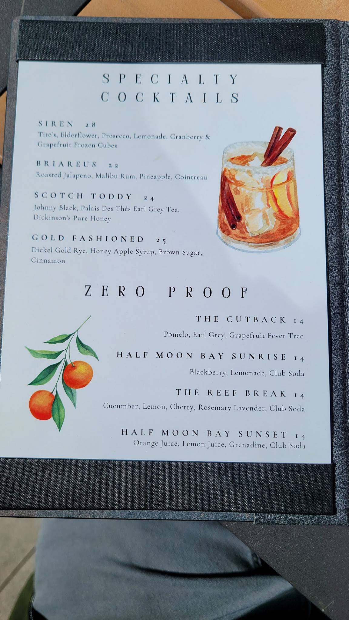Menu at The Ocean Terrace pub & bar, Half Moon Bay