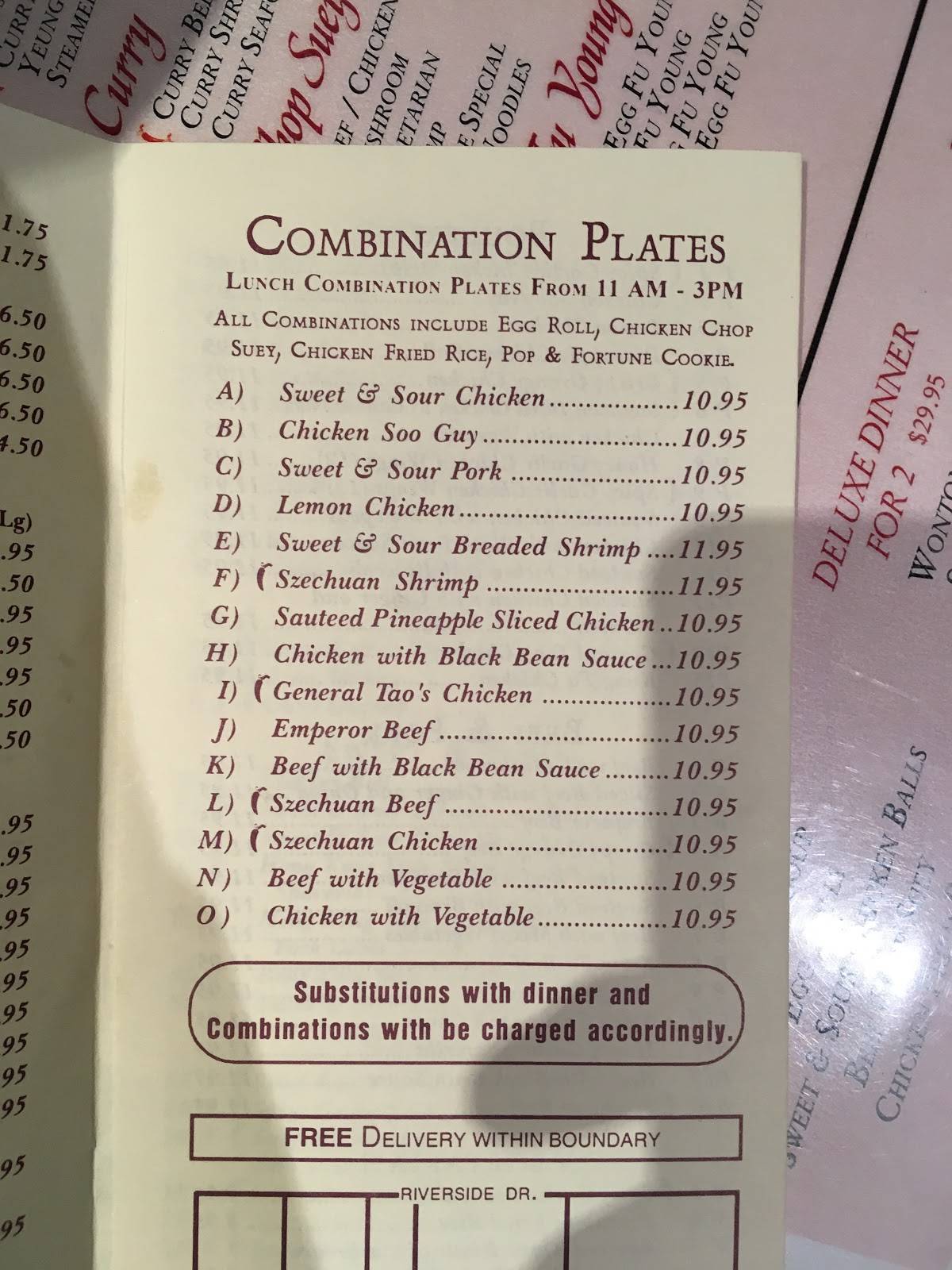 Menu at The Orient Chinese Cuisine restaurant, Windsor