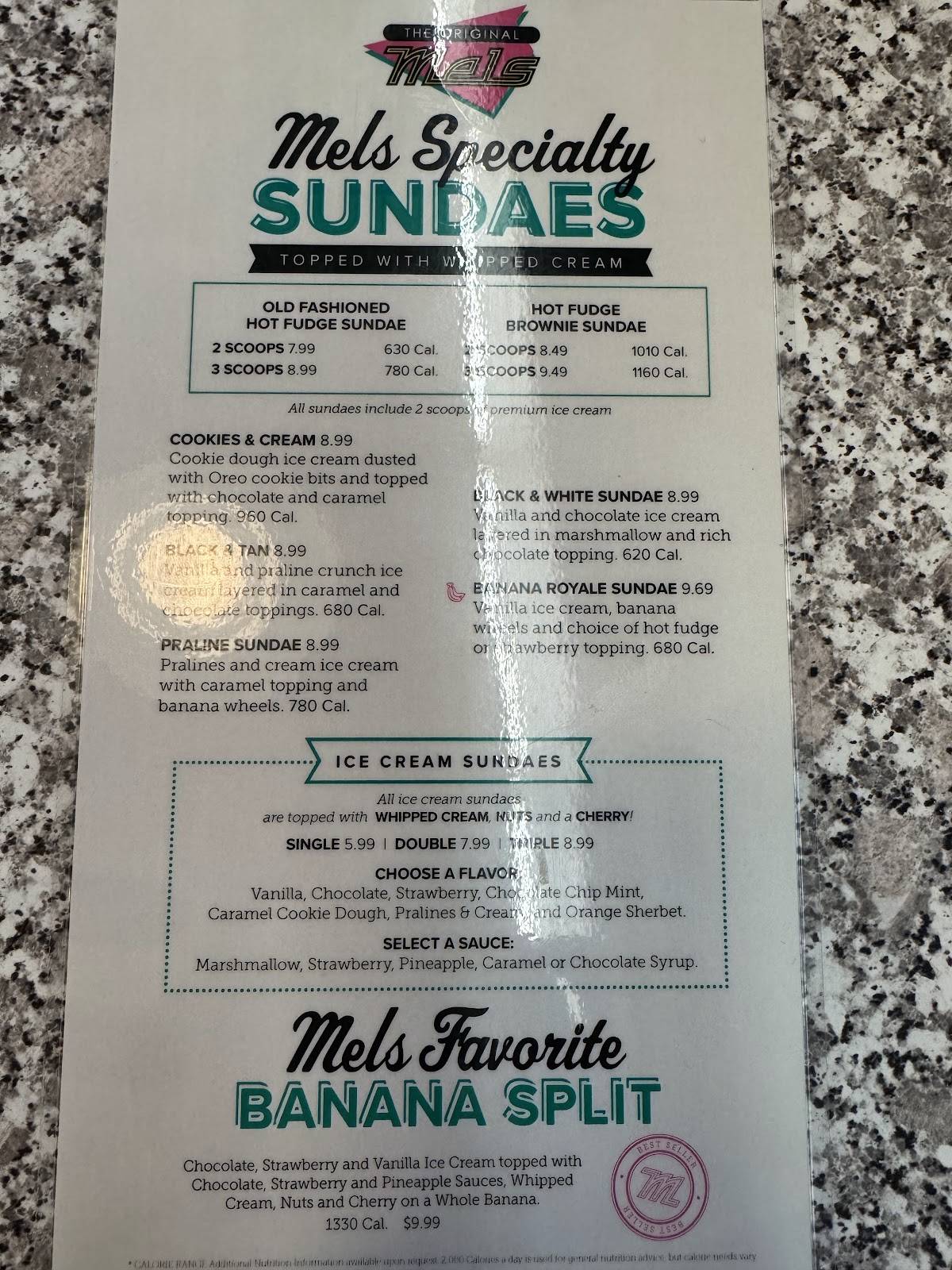Menu at The Original Mels Diner restaurant, Arden-Arcade, 565 Howe Ave