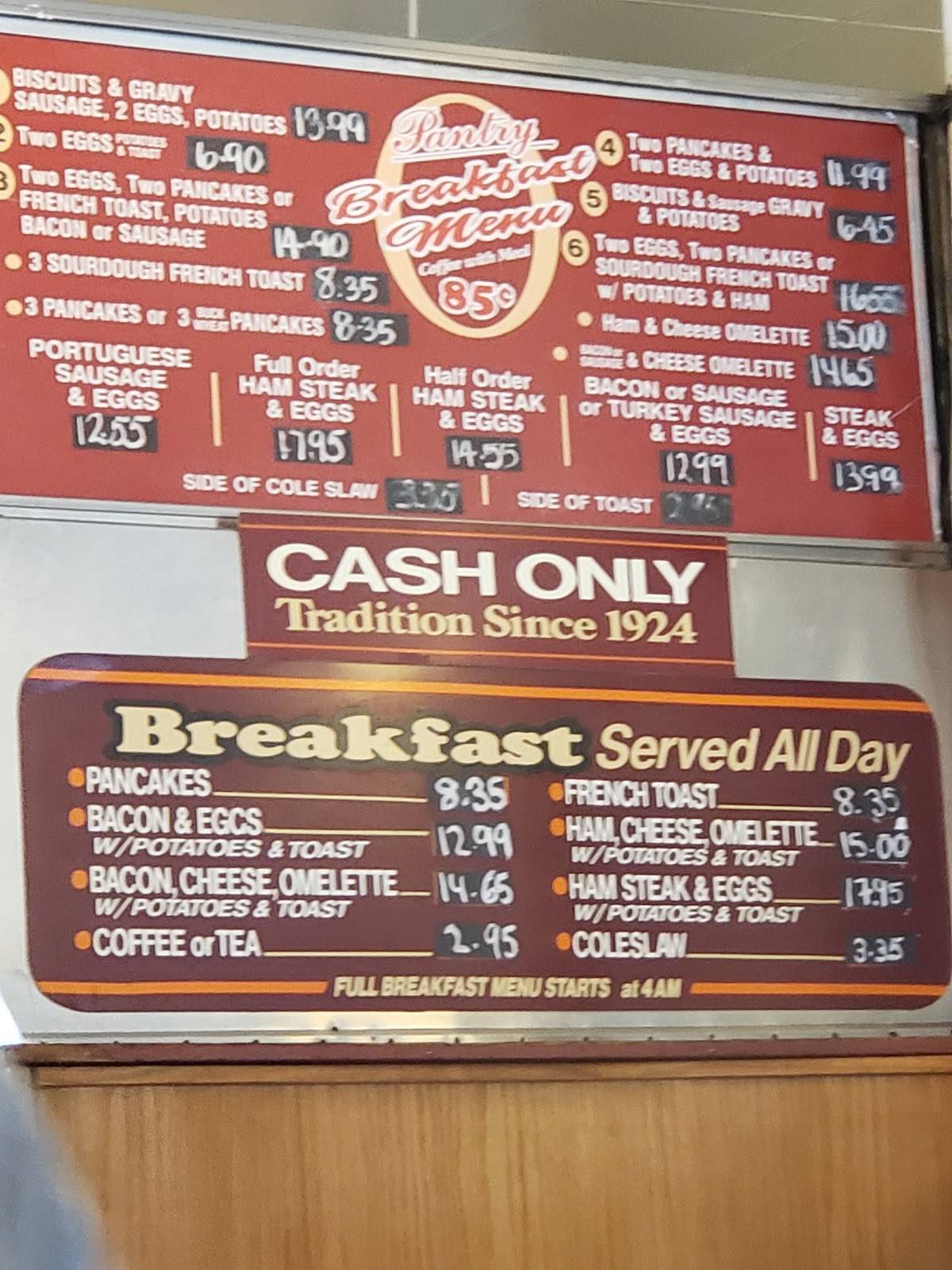 Menu at The Original Pantry Cafe, Los Angeles
