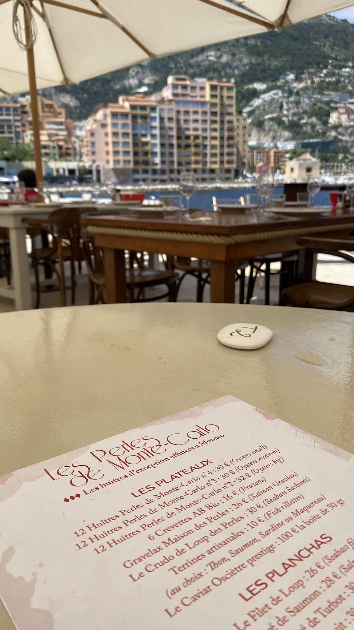 Menu au Les Perles de Monte-Carlo restaurant, Monaco