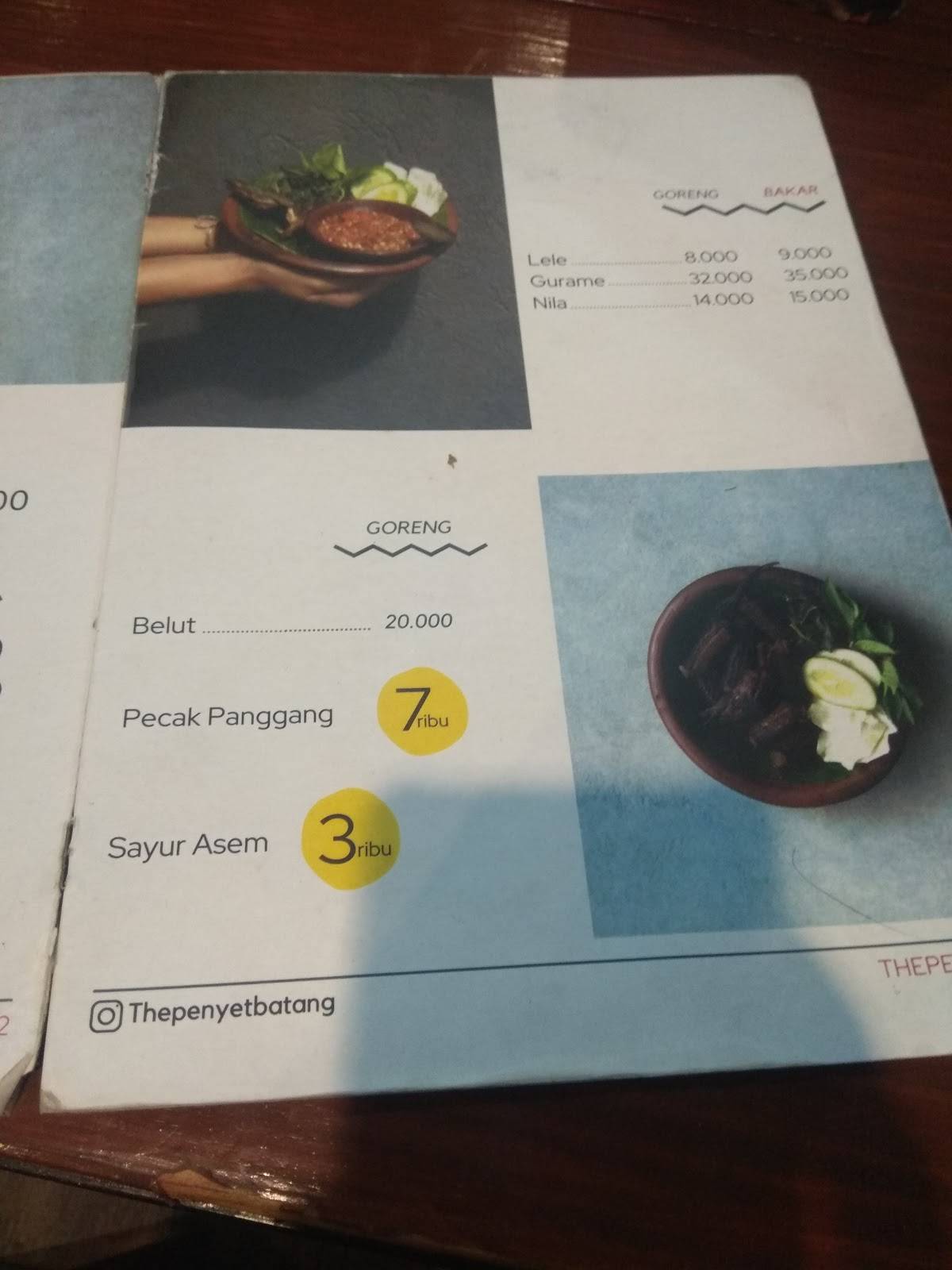 Menu at The Penyet restaurant, Batang