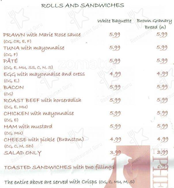 Menu at The Pheasant Inn & Restaurant Heathrow (over 18s only), Hayes ...
