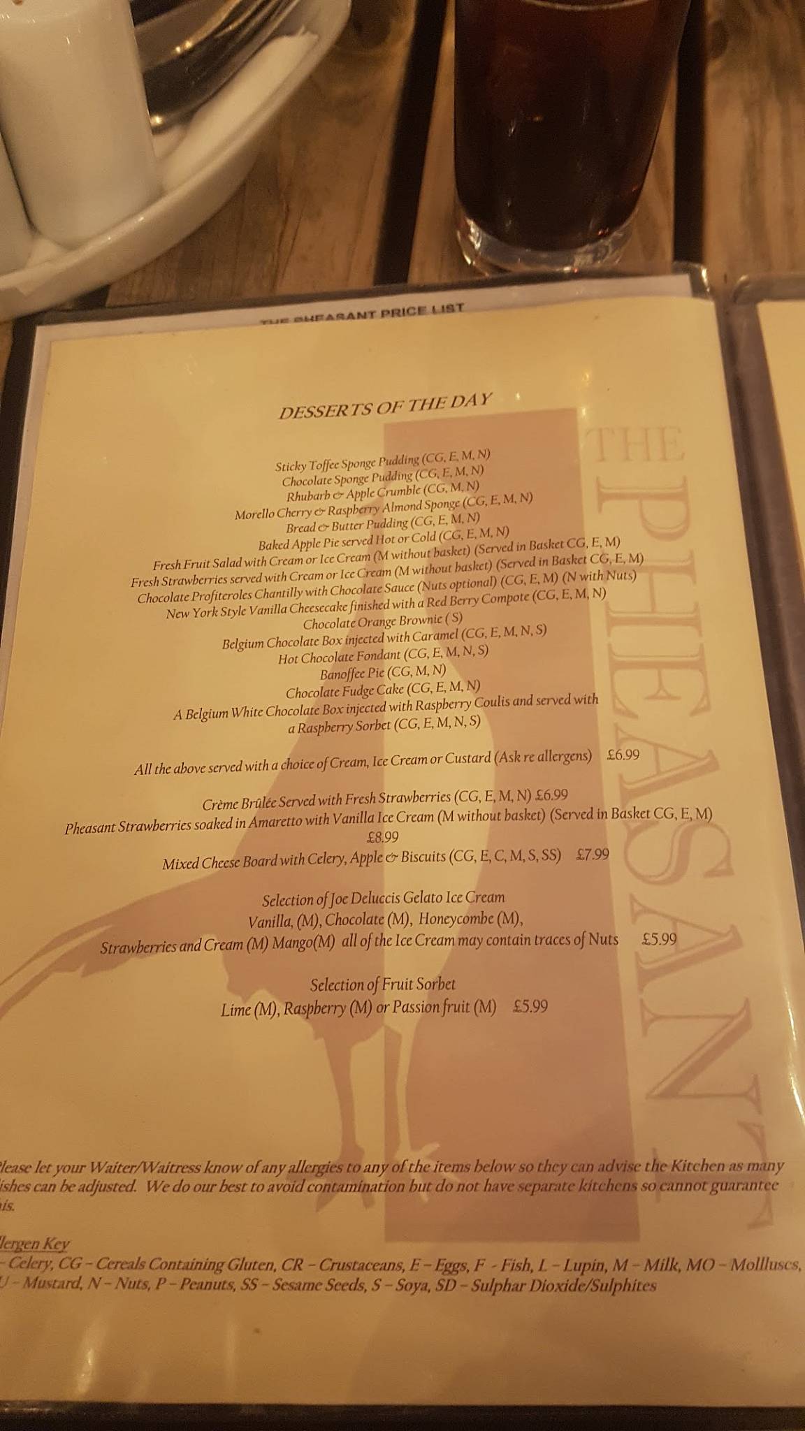 Menu at The Pheasant Inn & Restaurant Heathrow (over 18s only), Hayes ...