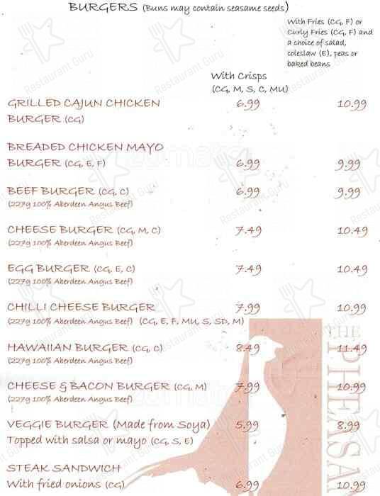 Menu at The Pheasant Inn & Restaurant Heathrow (over 18s only), Hayes ...