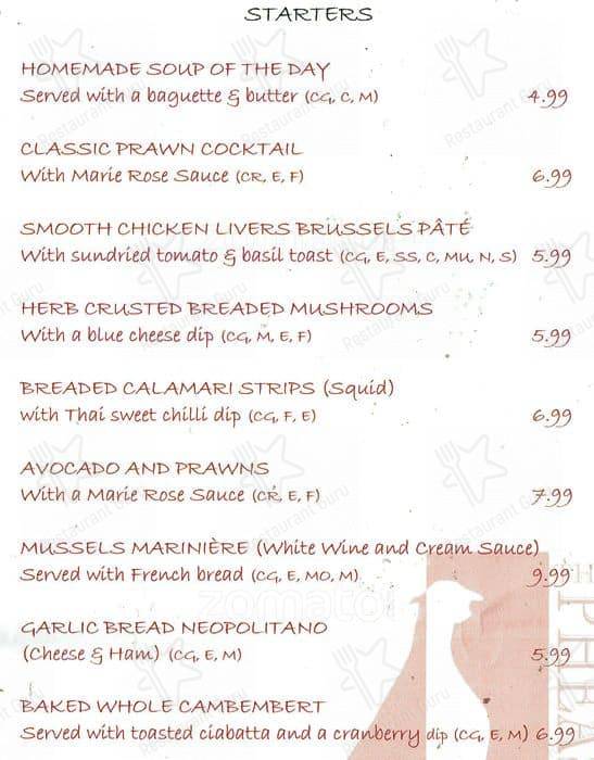Menu at The Pheasant Inn & Restaurant Heathrow (over 18s only), Hayes ...