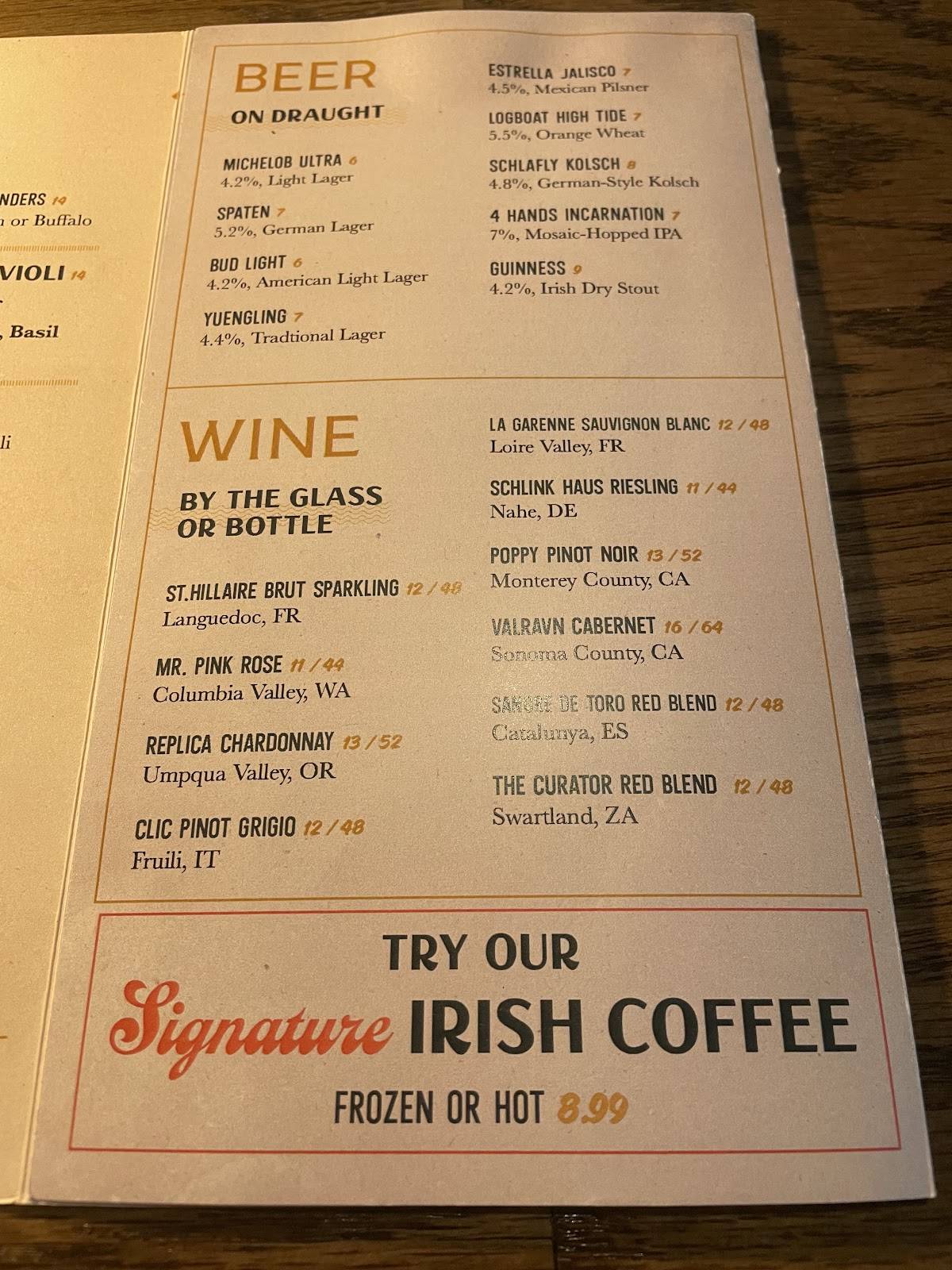 Menu at The Pitch pub & bar, St. Louis