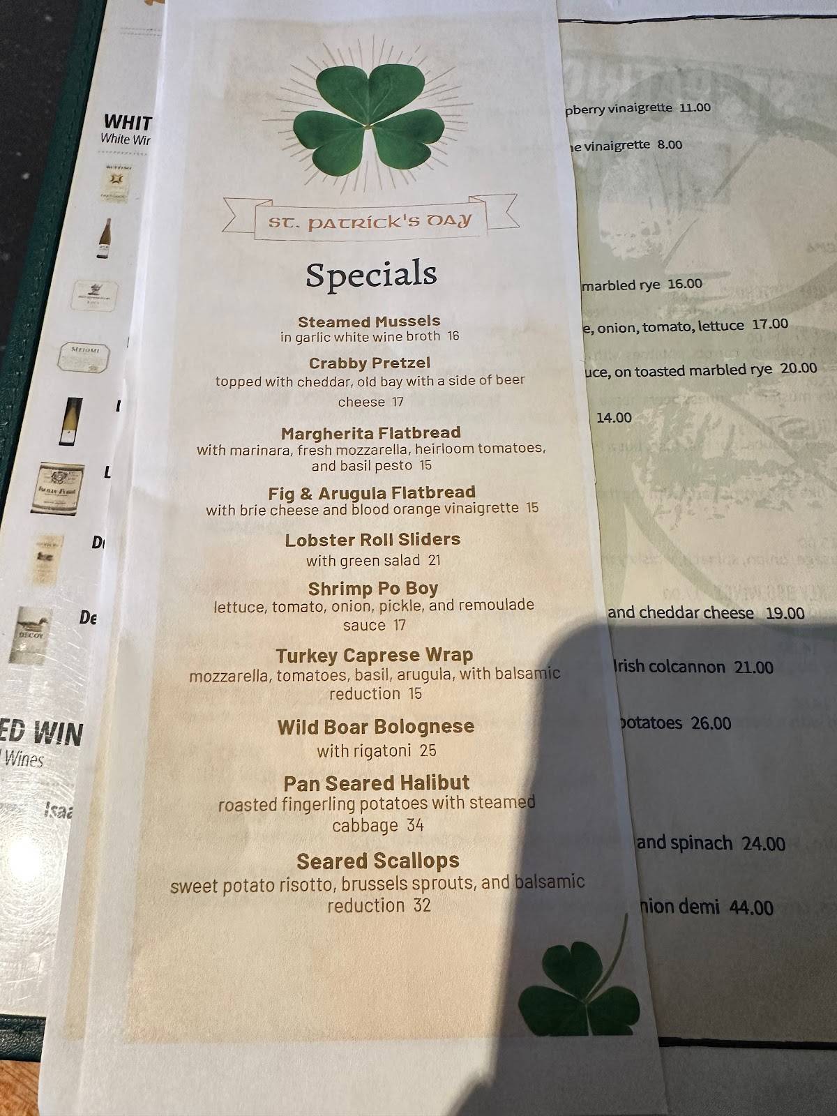 Menu at The Pub at the Golden Eagle Inn, Bedford, 131 E Pitt St