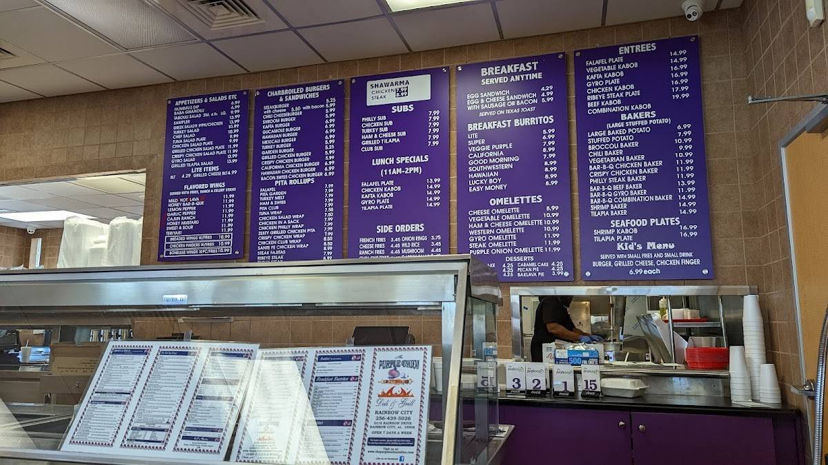 Menu at The Purple Onion fast food, Rainbow City