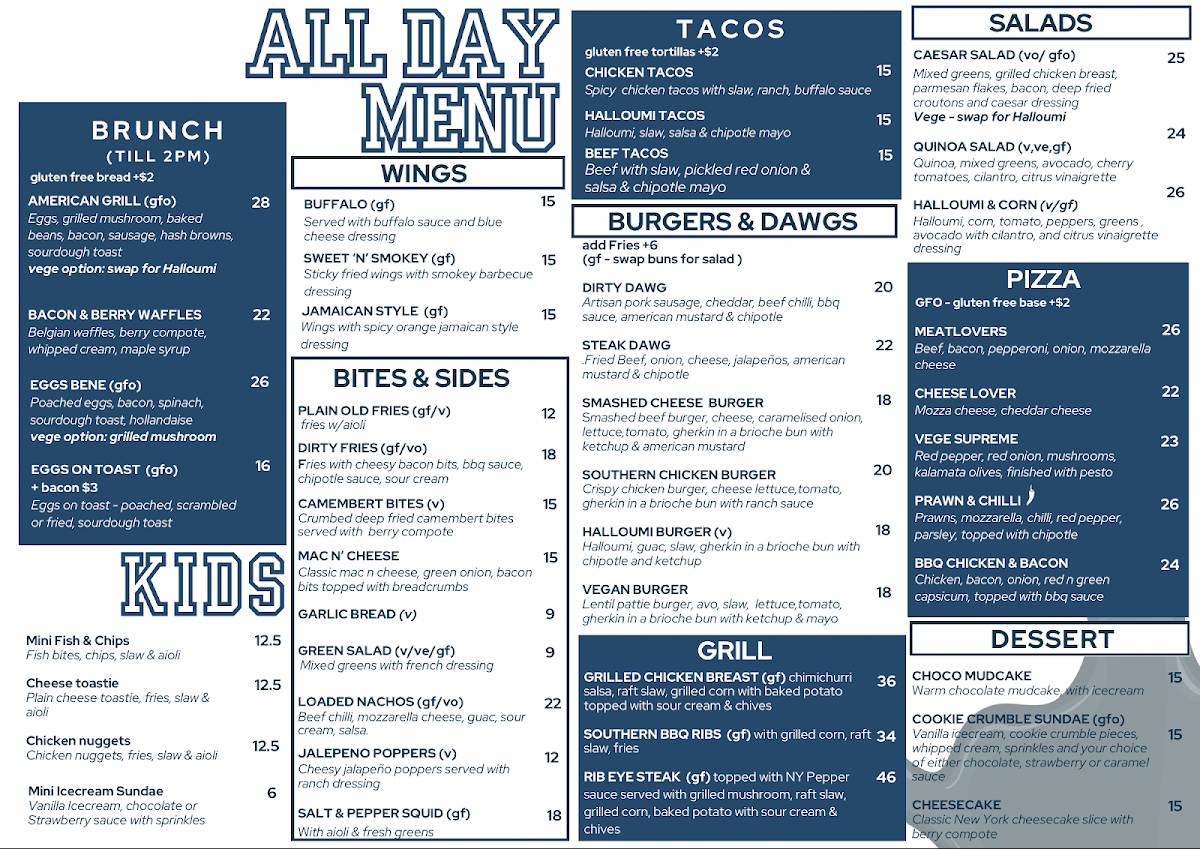 Menu at The Raft - Sports Cafe & Bar, Tauranga