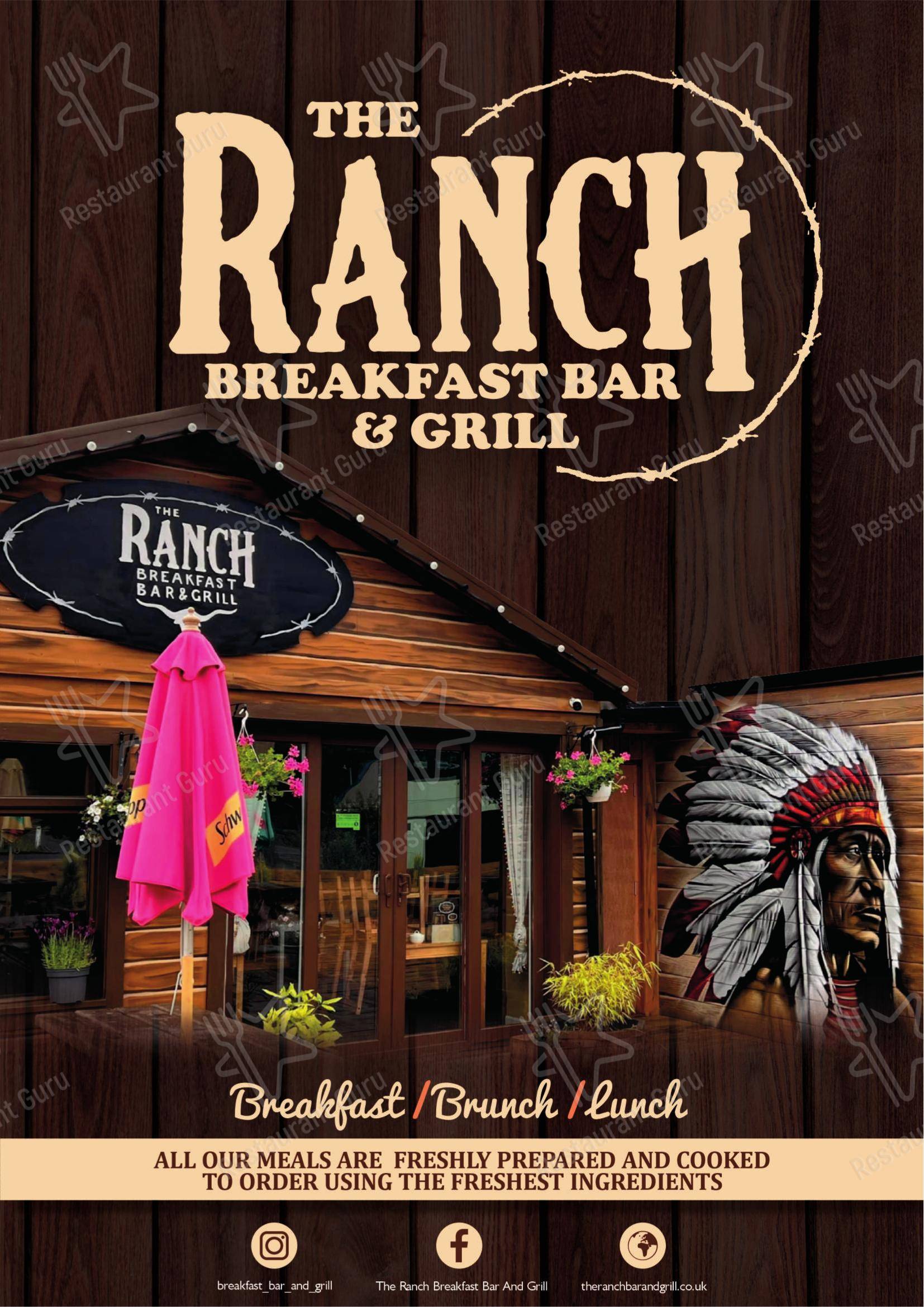Menu at The Ranch Breakfast Bar and Grill, Resolven