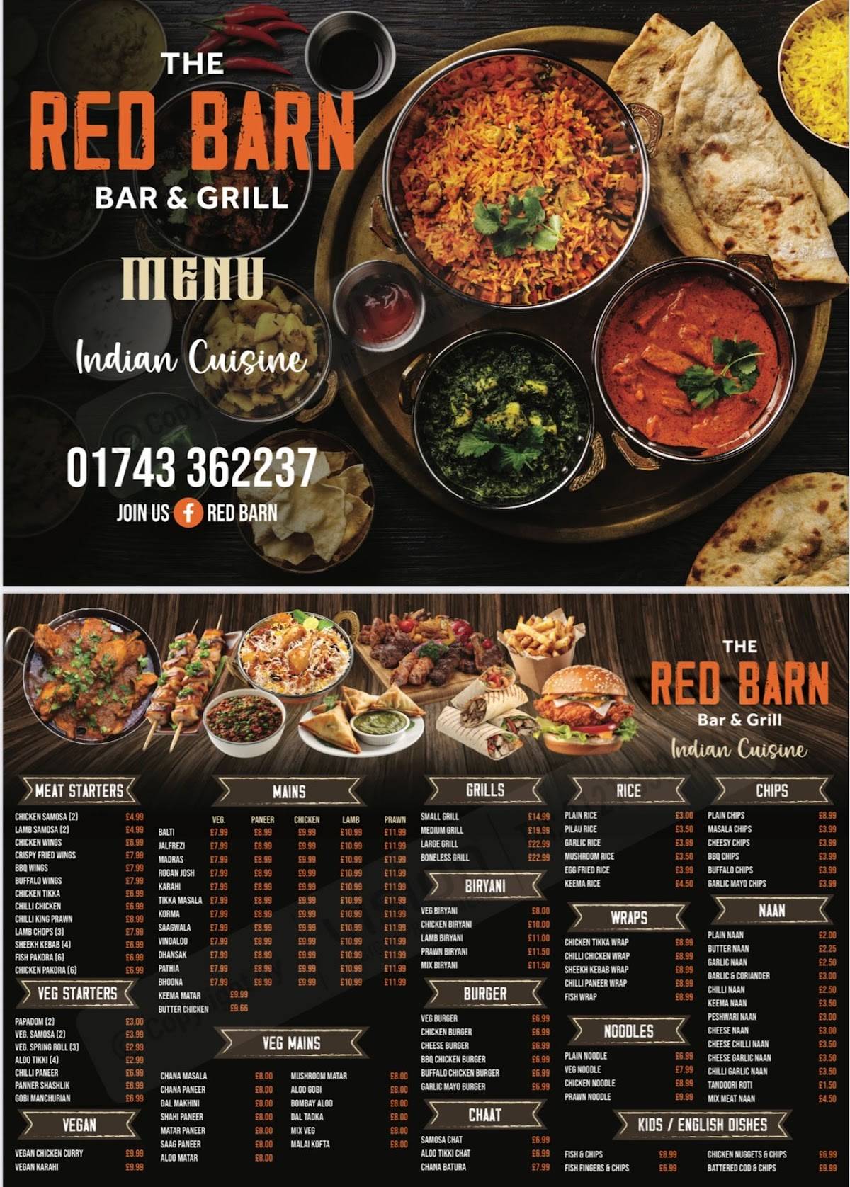 Menu at The Red Barn Bar & Grill, Shrewsbury