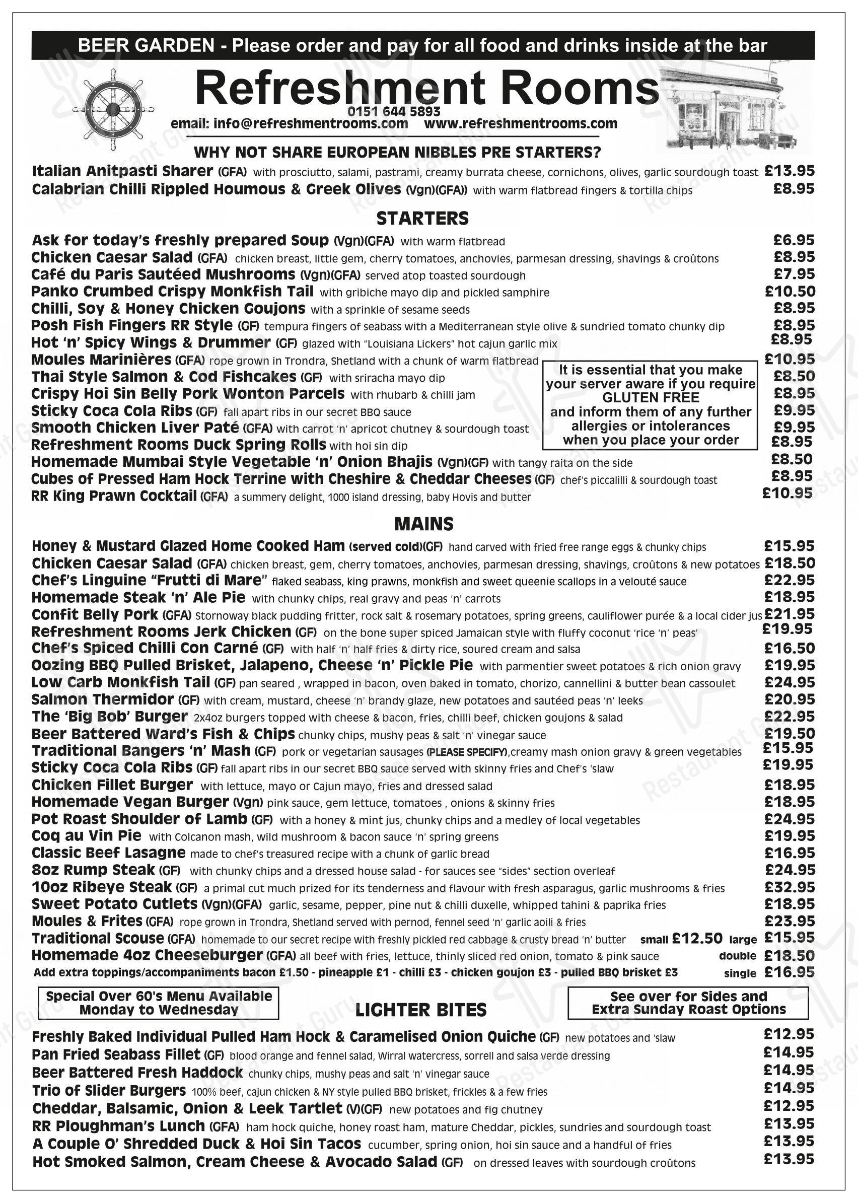Menu at The Refreshment Rooms pub & bar, Birkenhead
