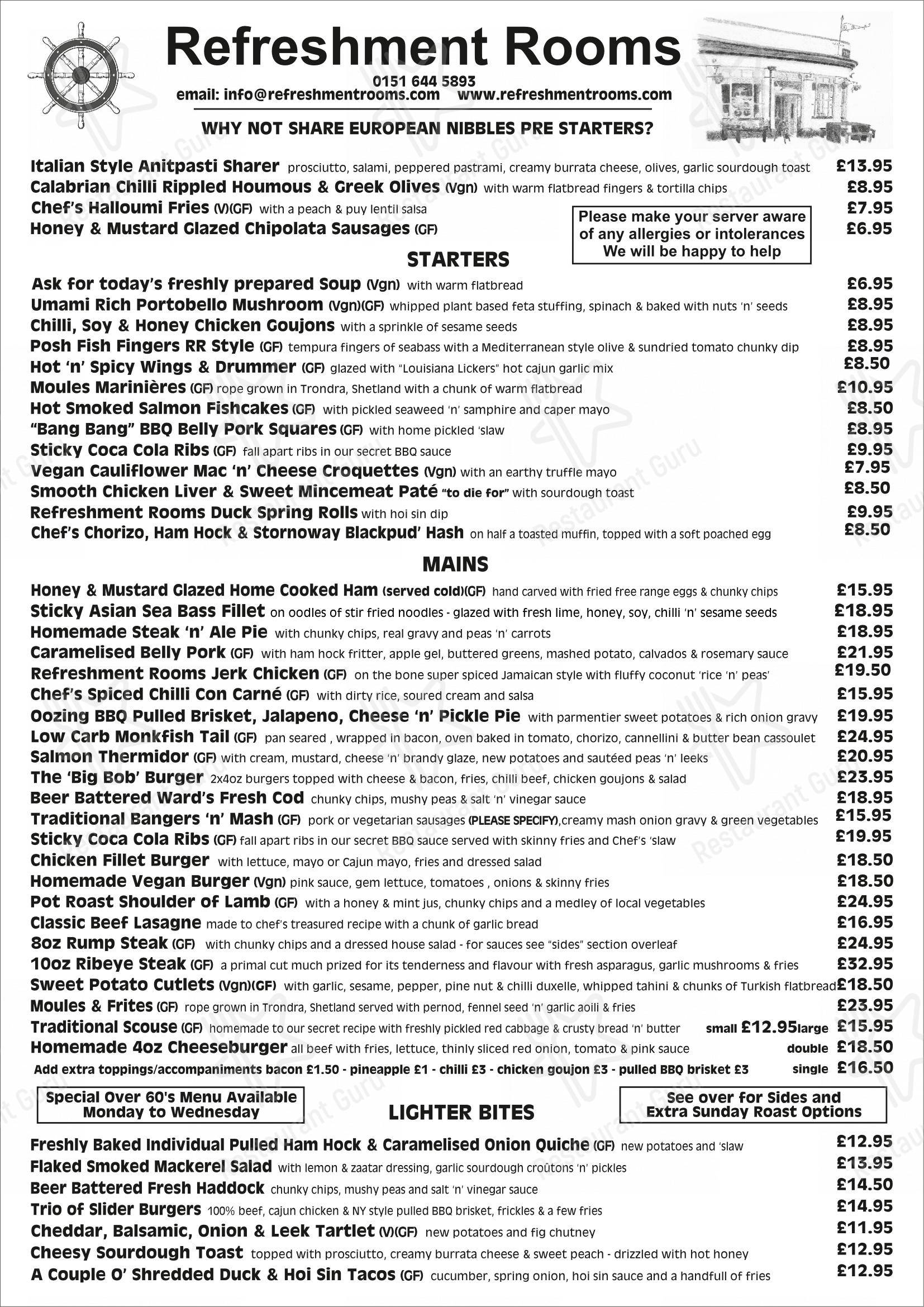 Menu at The Refreshment Rooms pub & bar, Birkenhead