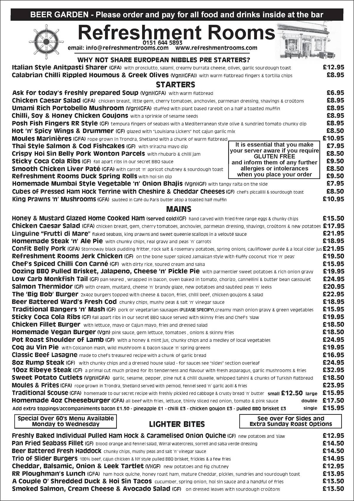 Menu at The Refreshment Rooms pub & bar, Birkenhead