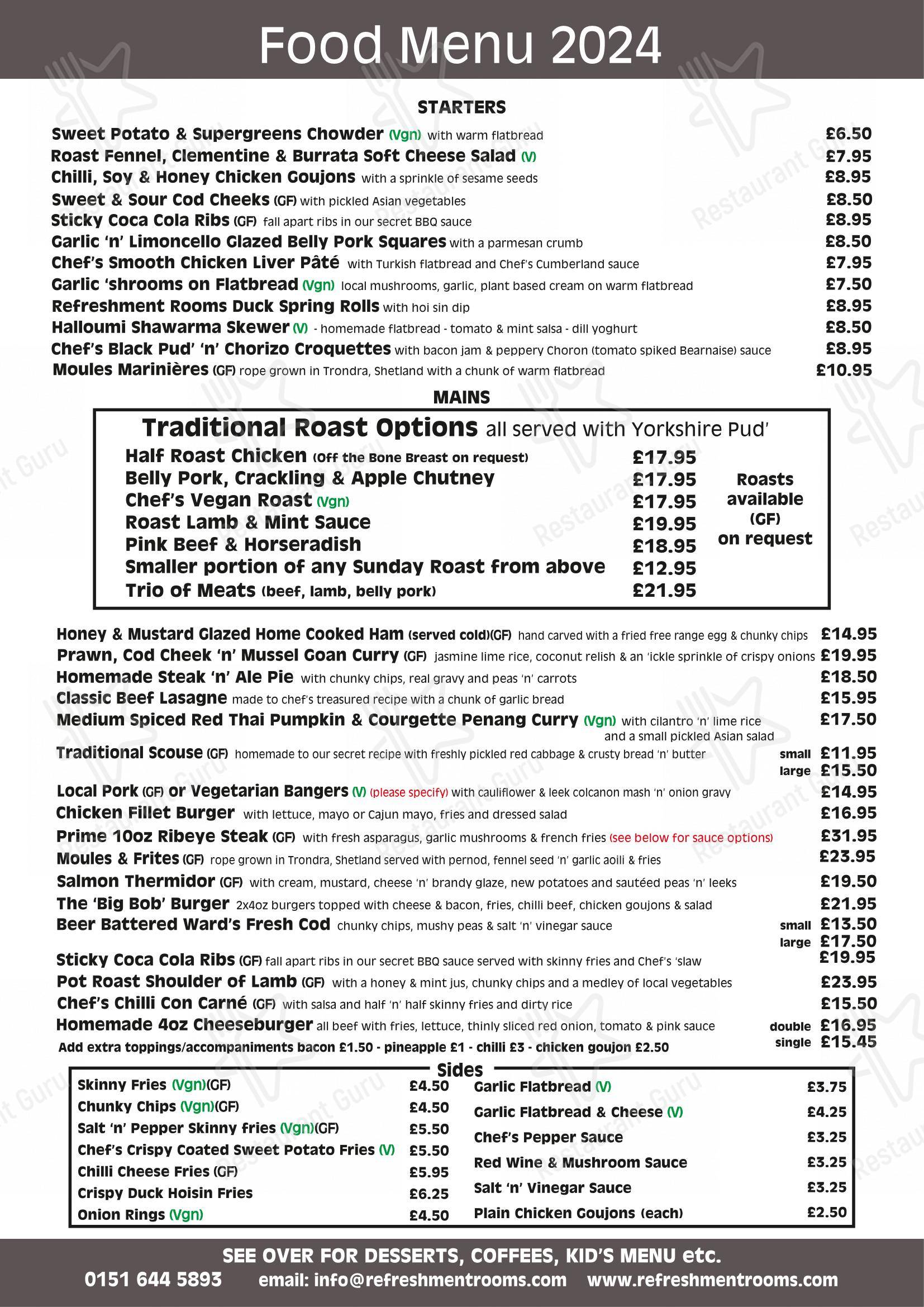 Menu at The Refreshment Rooms pub & bar, Birkenhead