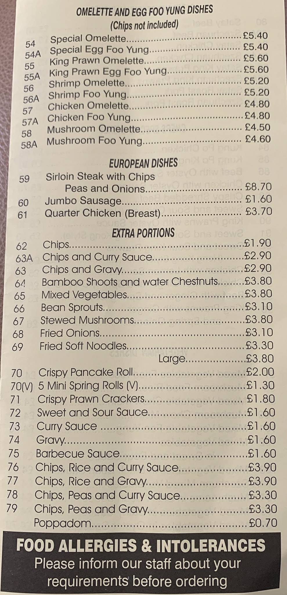 Menu at The Rising Sun restaurant, Newbridge