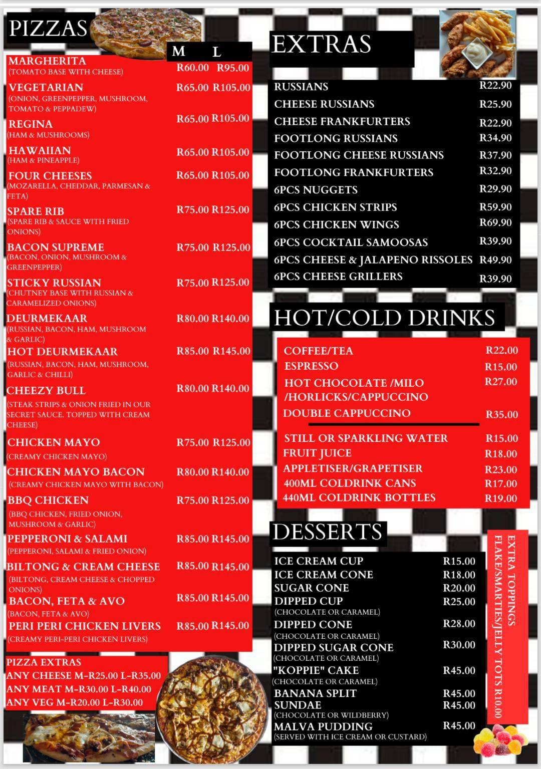 Carta del restaurante The Roadhouse 2.0, Pretoria