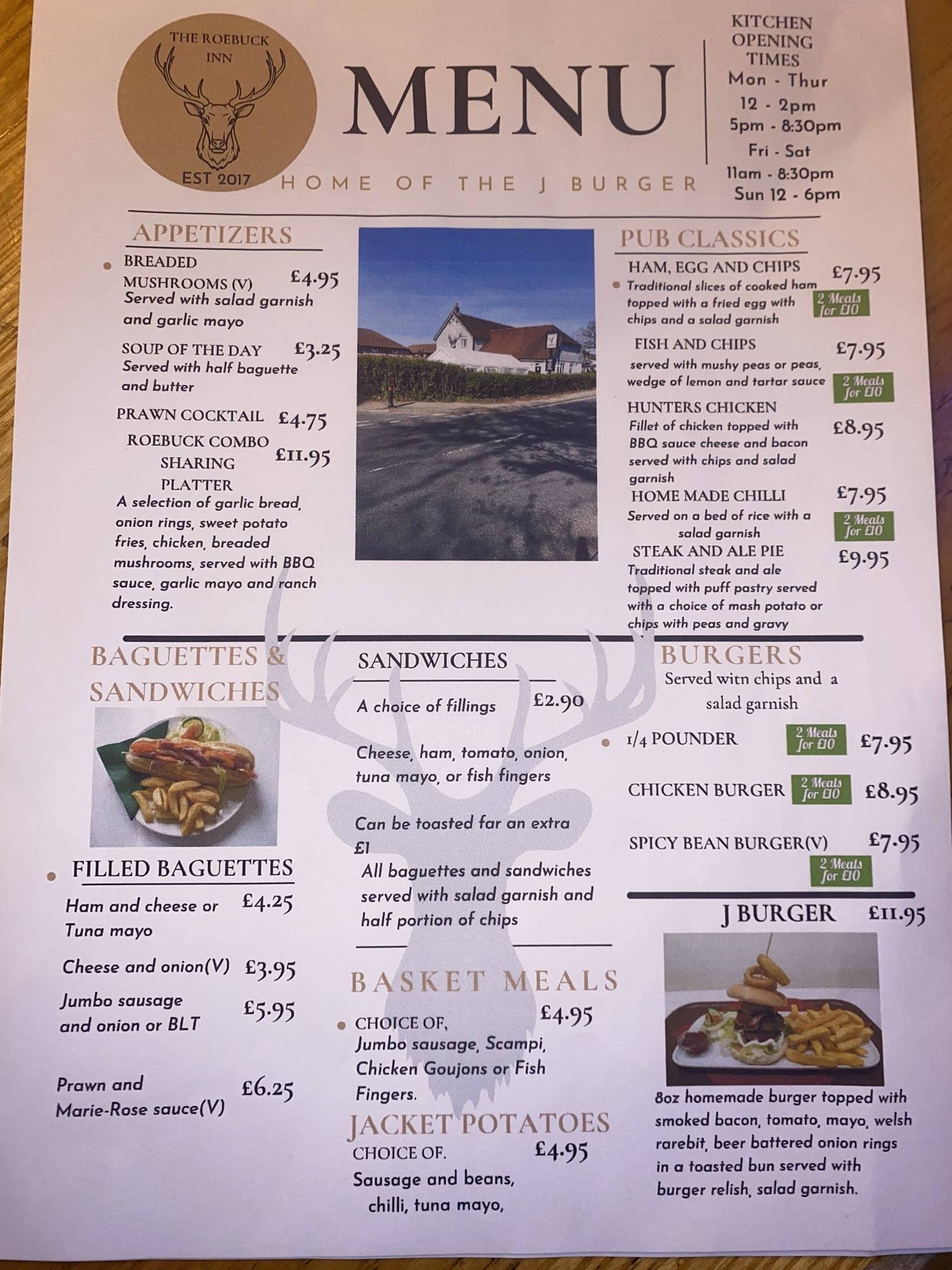 Menu at The Roebuck Inn pub & bar, Southampton, 19 Marchwood Village Centre