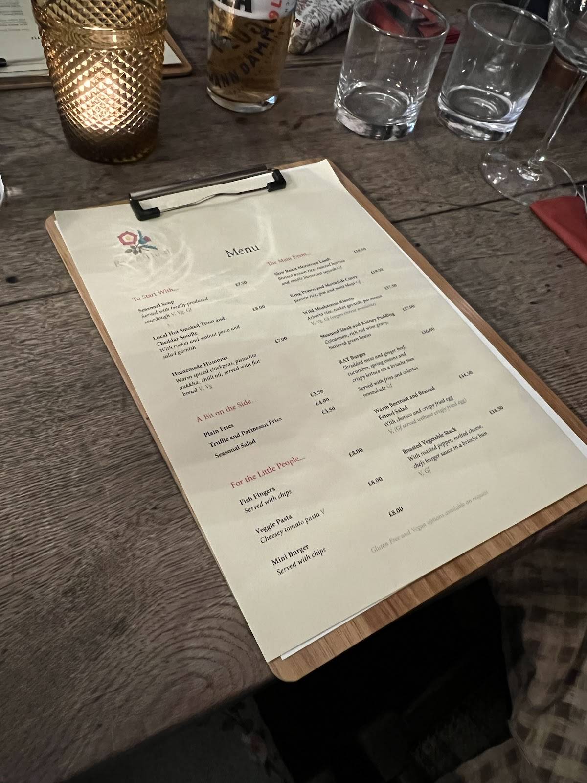 Menu at The Rose and Thistle pub & bar, Fordingbridge