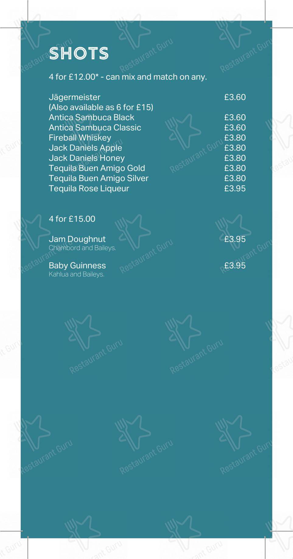 Carta de The Roundhouse Bar & Kitchen, Nottingham