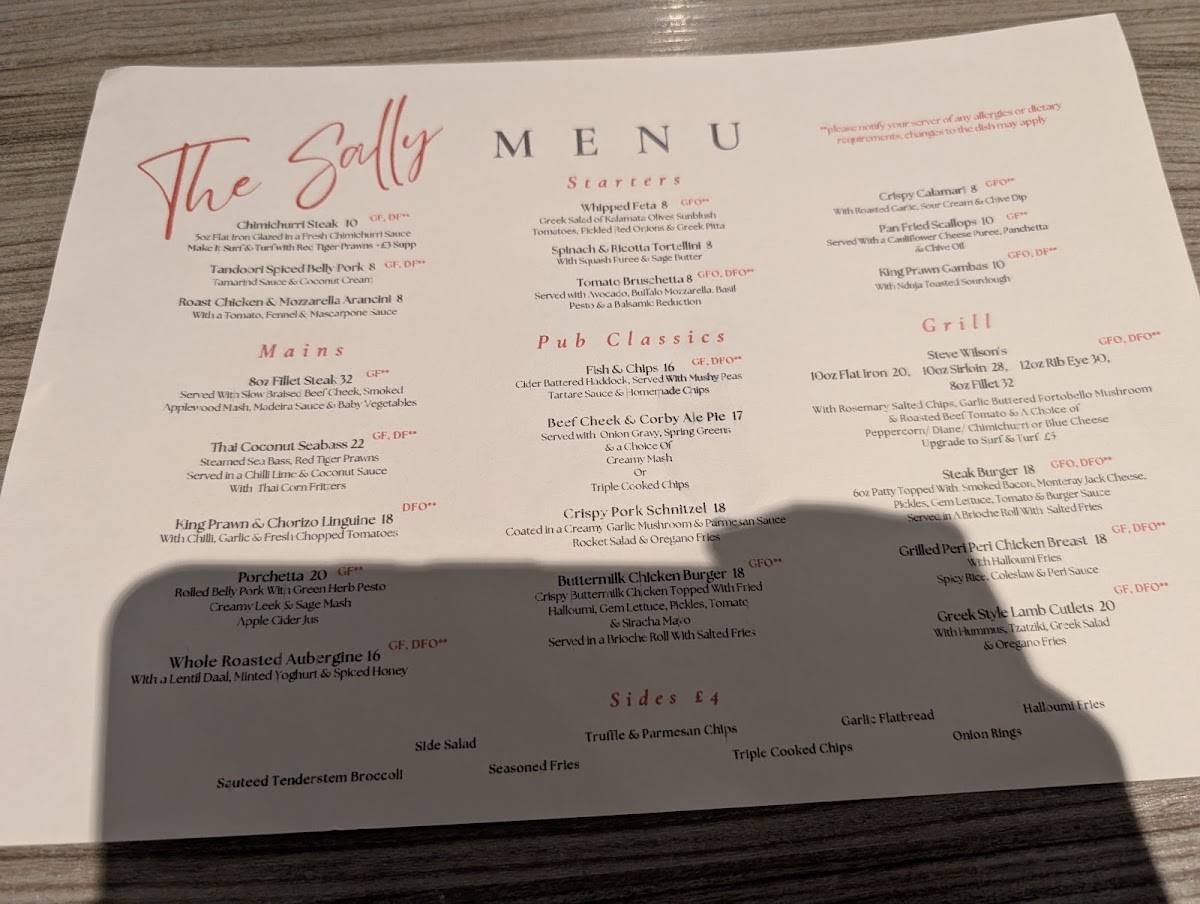 Menu at The Sally pub & bar, Brampton